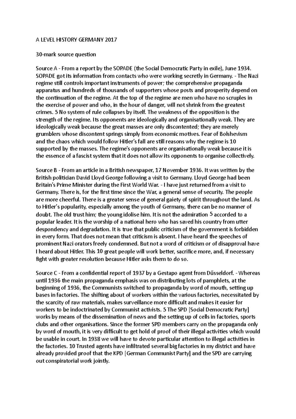 A Level History Germany 2017 - A LEVEL HISTORY GERMANY 2017 30-mark ...