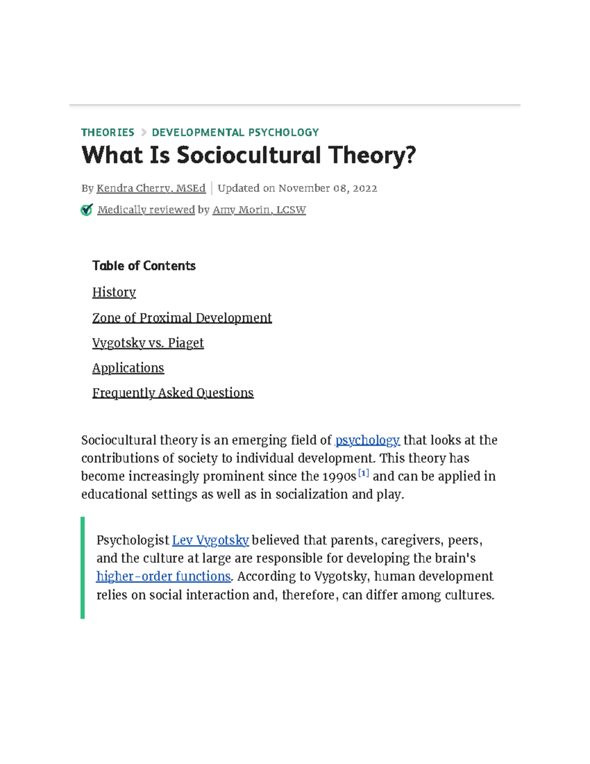 Sociocultural Theory Understanding Vygotsky's Theory - THEORIES ...