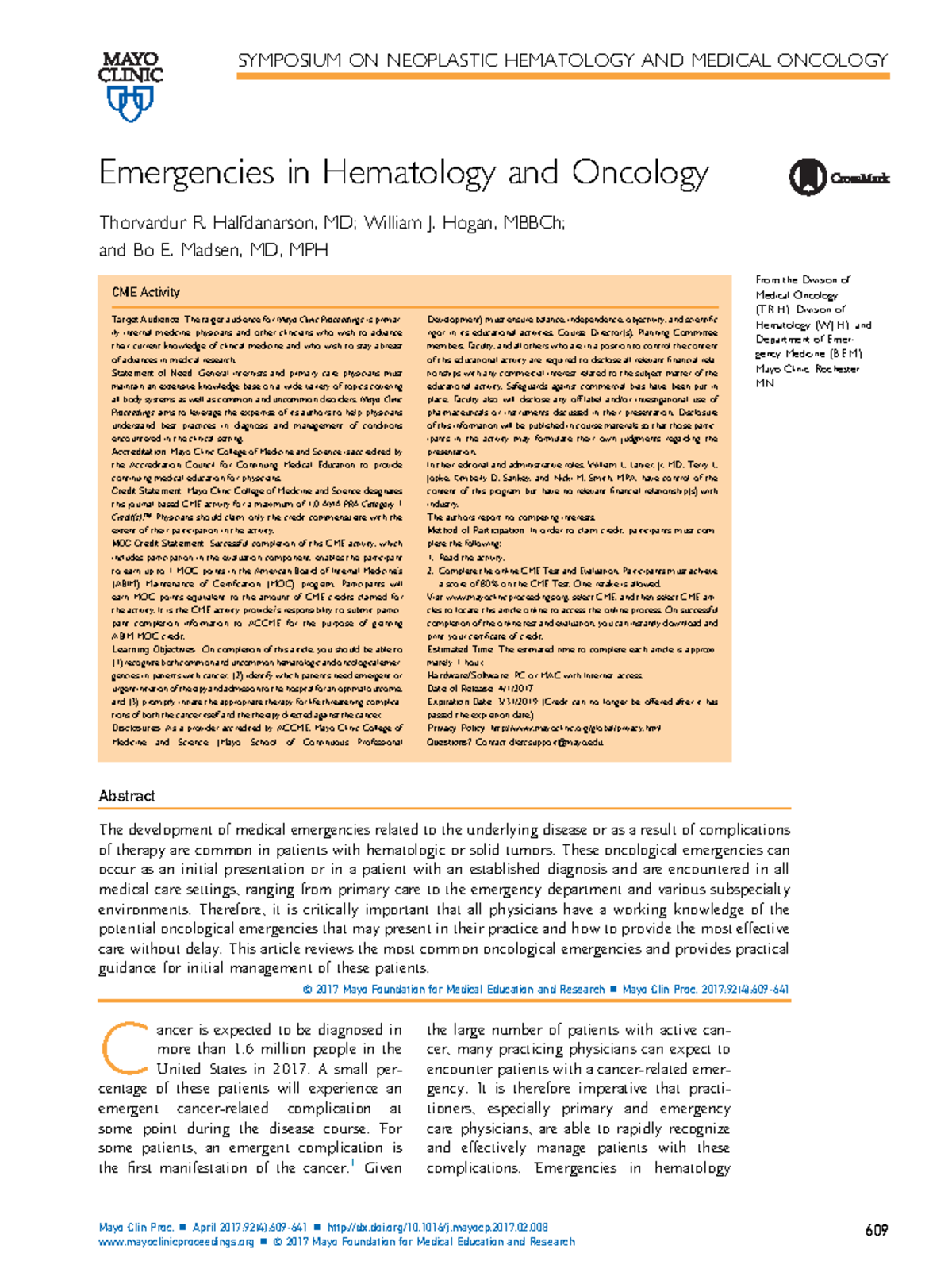 Emergencies in Hematology and Oncology - Mayo Clinic - Emergencies in ...