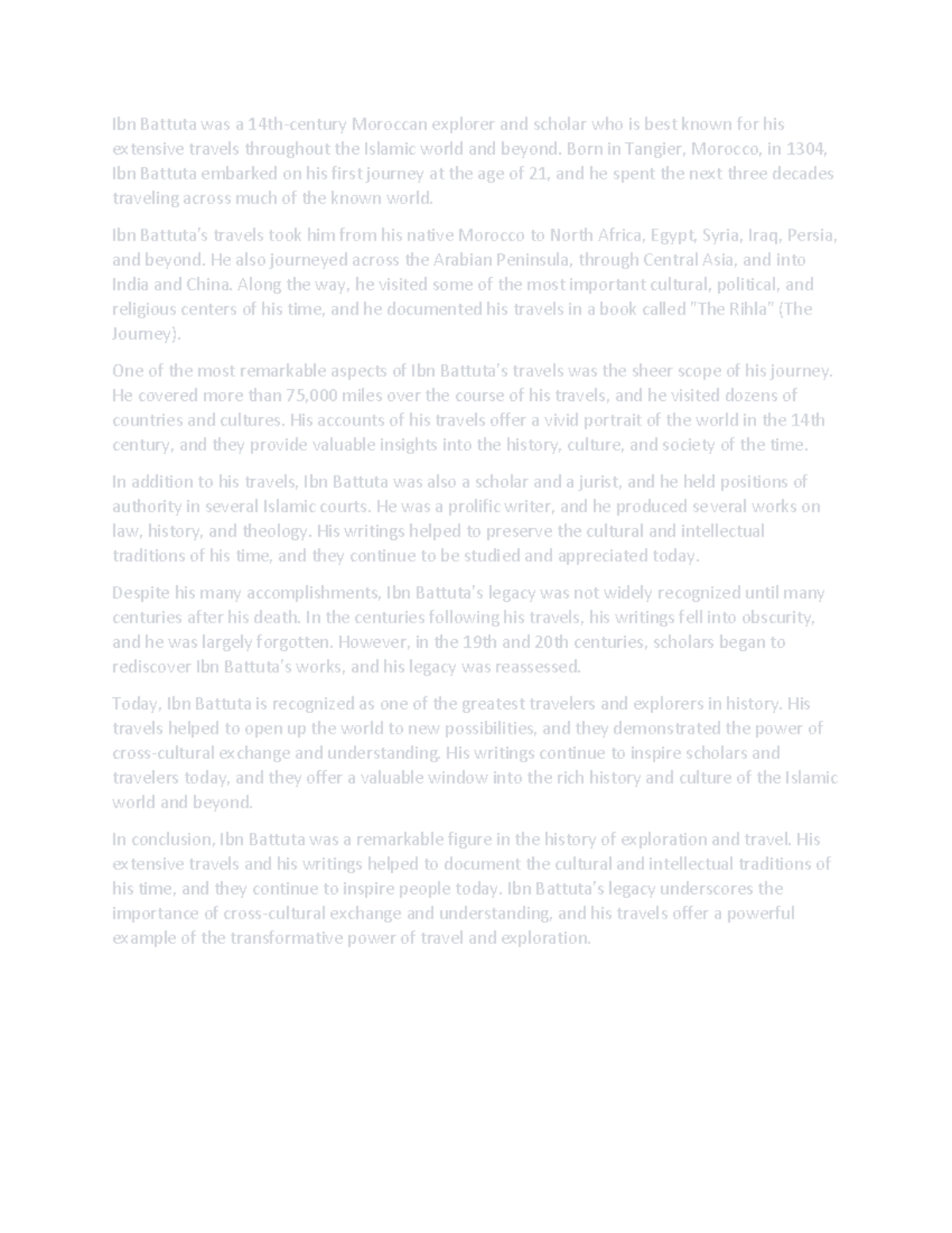 Ibn Battuta - World History 102 Since 1500 Summary Notes - Ibn Battuta ...