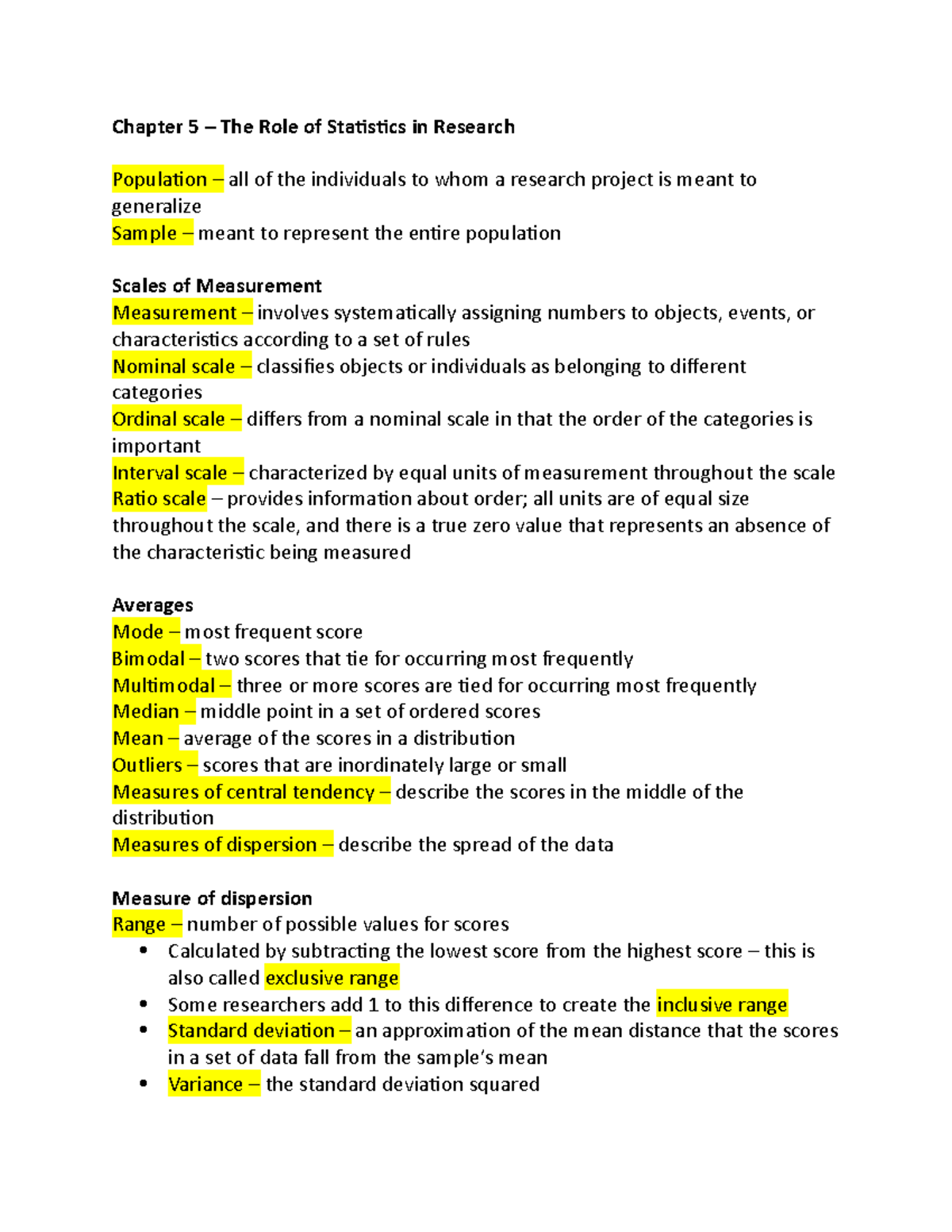 Chapter 5 Notes PSY 206 Chapter 5 The Role Of Statistics In chapter-5-notes-psy-206-chapter-5-the-role-of-statistics-in