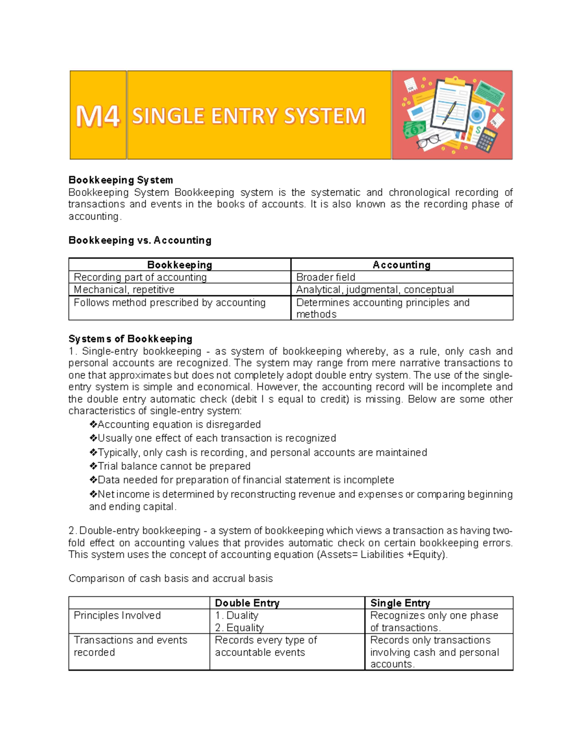 Single Entry System - Bookkeeping System Bookkeeping System Bookkeeping ...