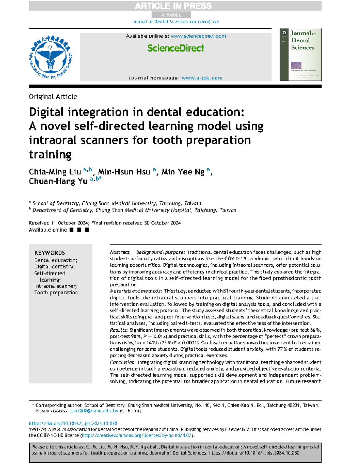 Digital Learning Tooth Education - Original Article Digital integration ...