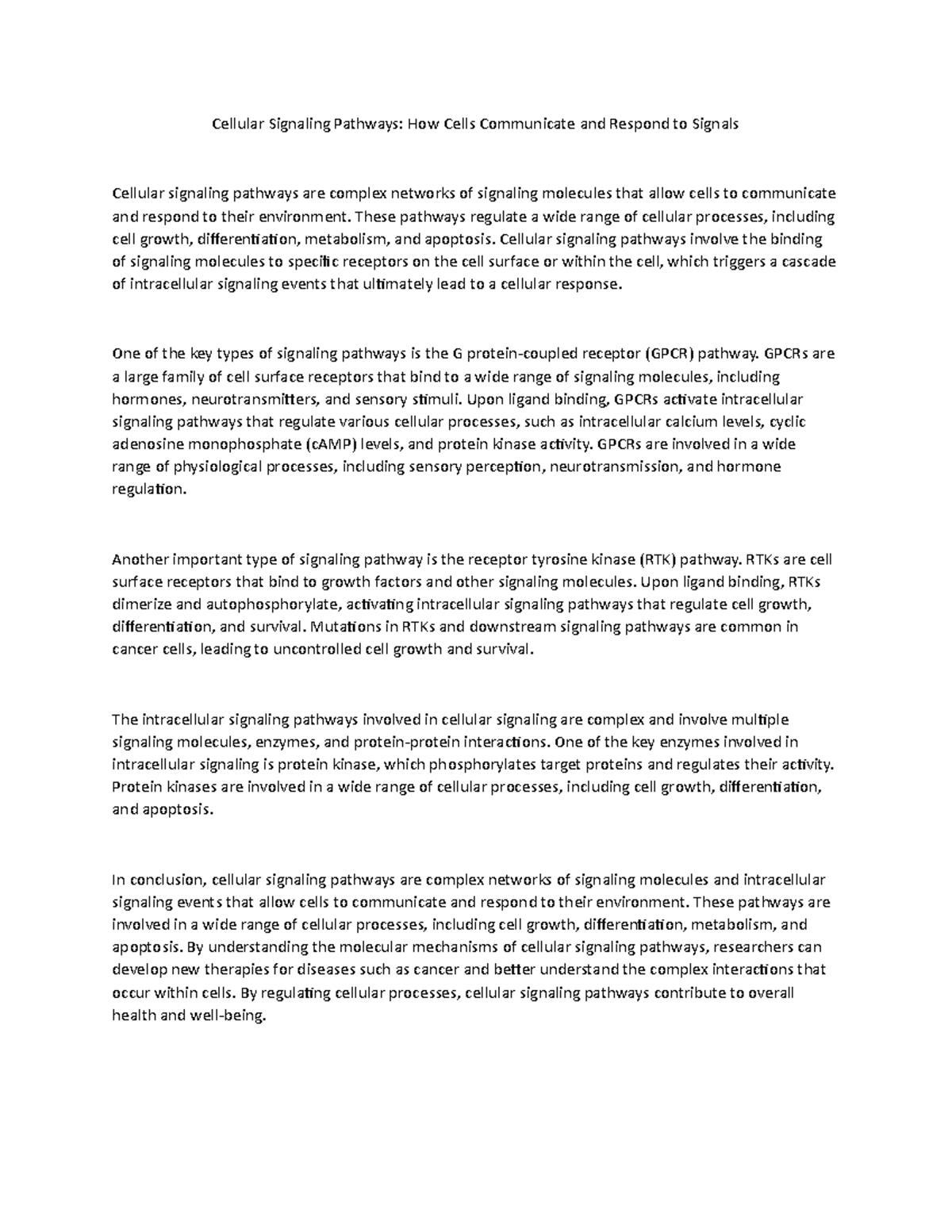 Cellular Signaling Pathways - These pathways regulate a wide range of ...