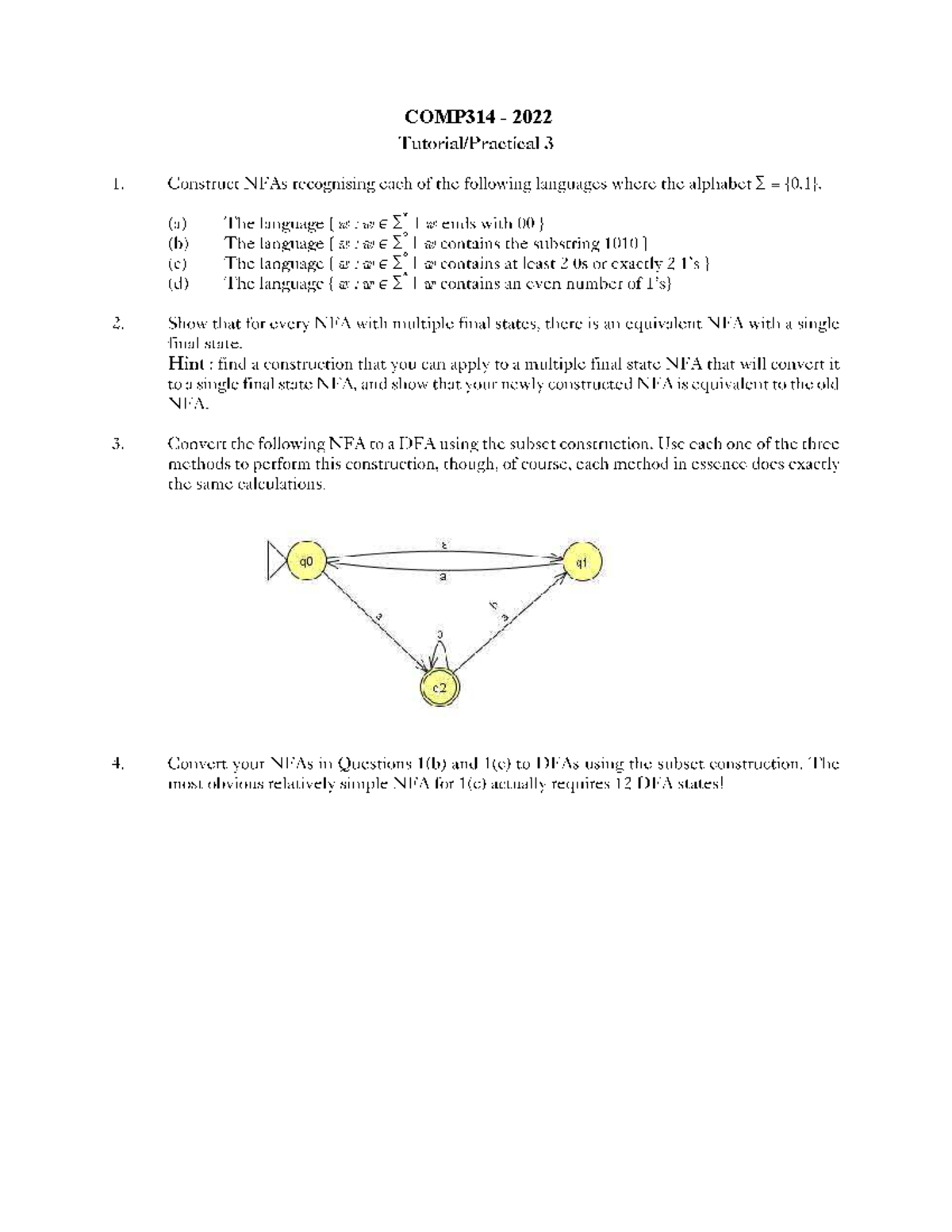 COMP314 Tutorial 3 2022 - COMP314 - . COMP314 - 2022 - Studocu