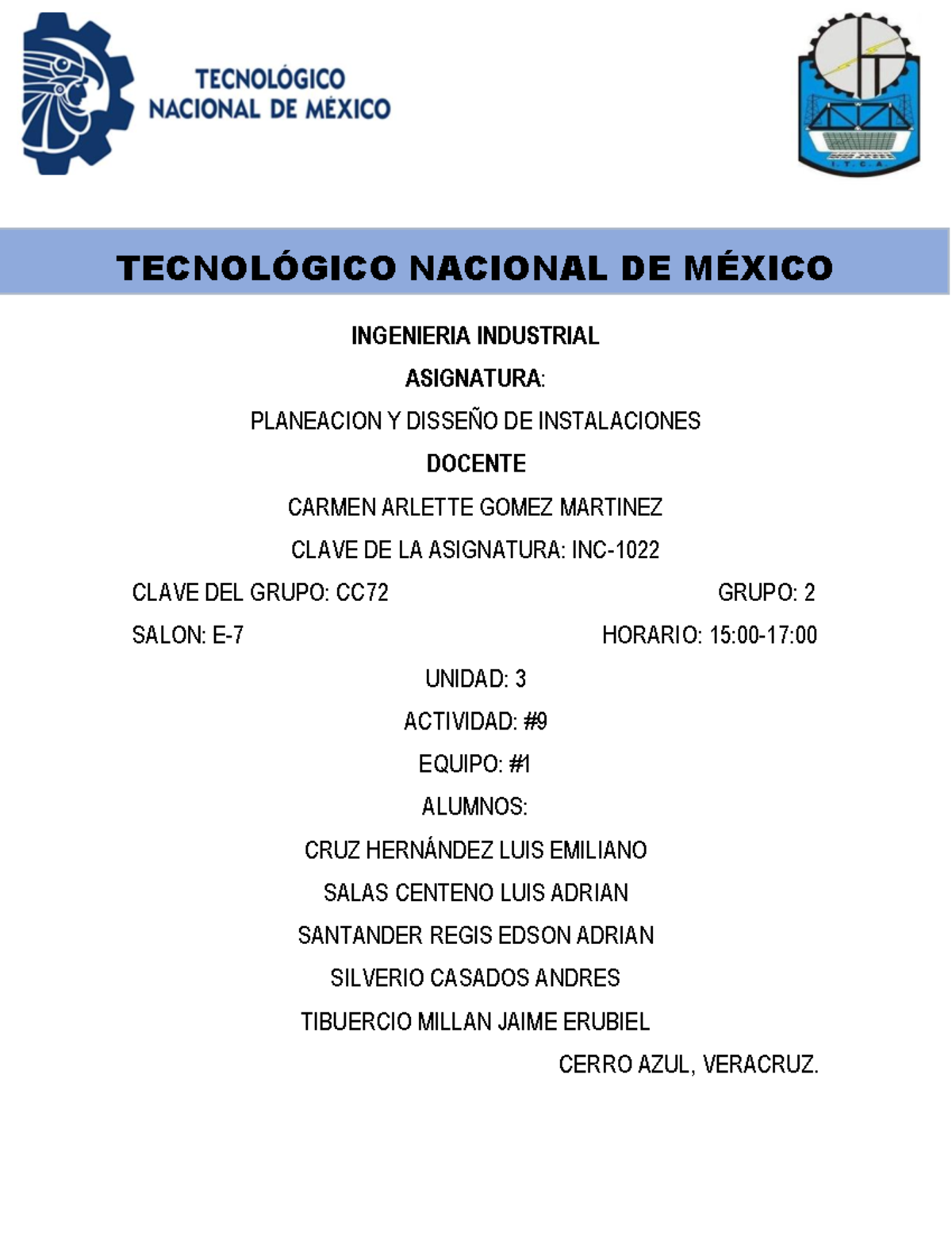 EMI - emi.com - INGENIERIA INDUSTRIAL ASIGNATURA: PLANEACION Y DISSEÑO DE INSTALACIONES DOCENTE ...