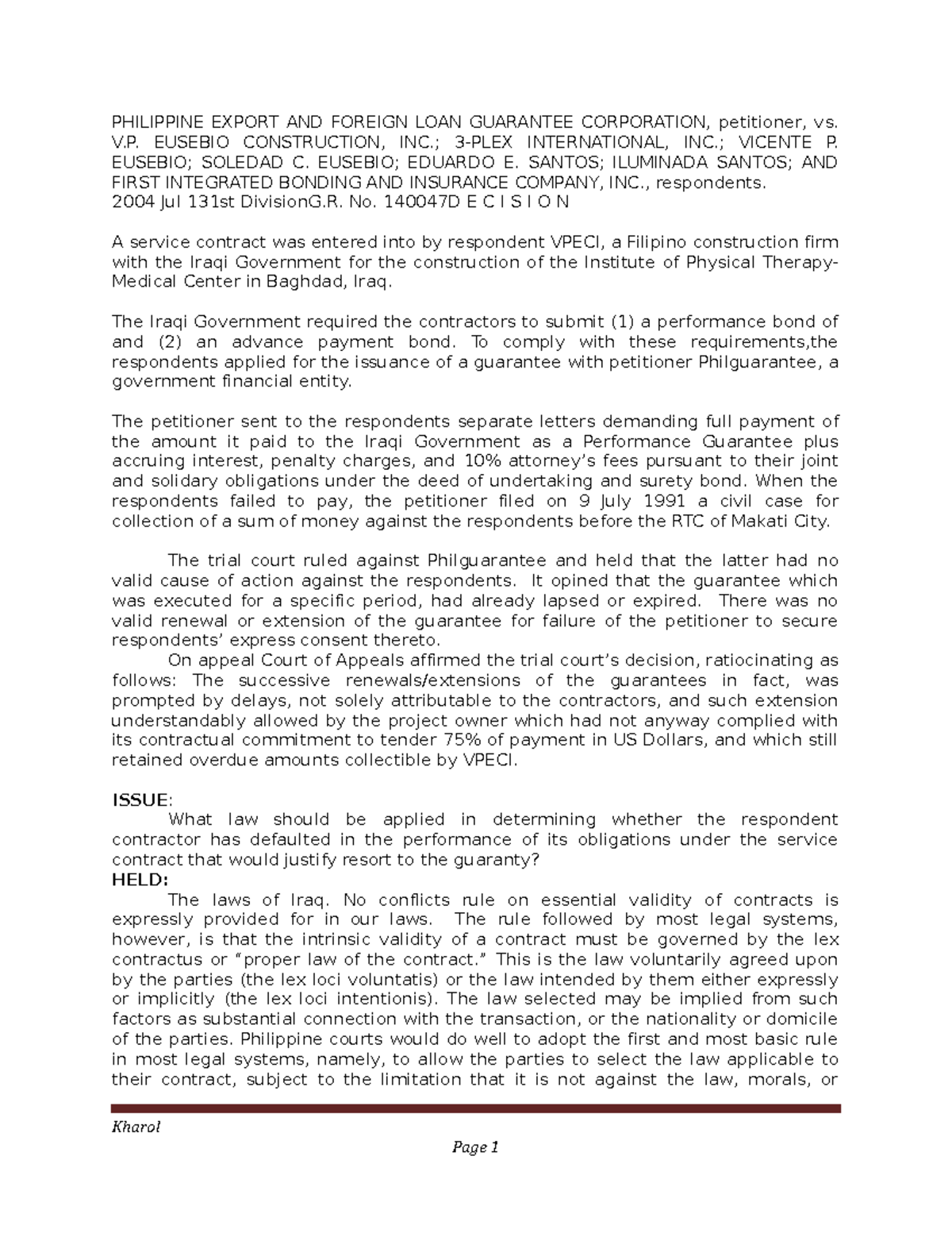 253405621 Phil Export v eusebio - PHILIPPINE EXPORT AND FOREIGN LOAN ...