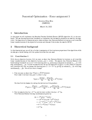 Assignment 4 - Numerical Optimization - Home assignment 1 Kirstine Elise Brix (ZMR209) March 11 ...