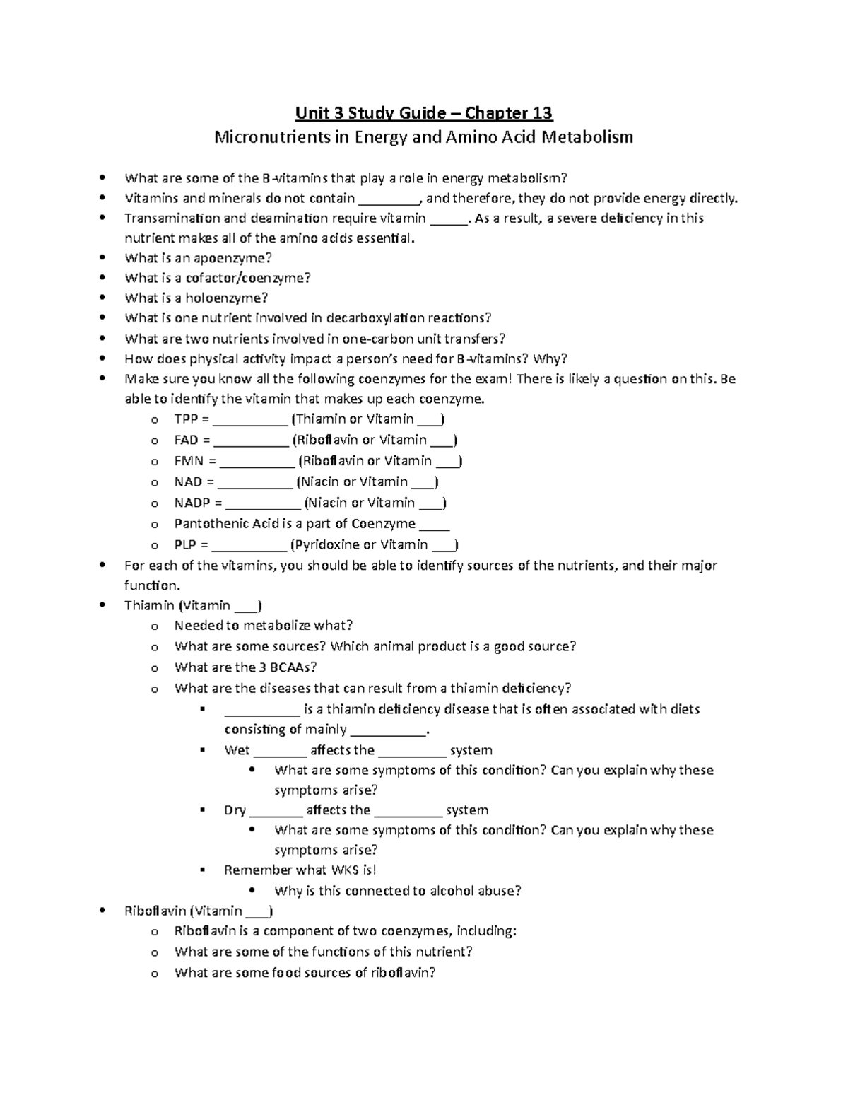 Unit 3 Study Guide - Chapter 13 - Unit 3 Study Guide – Chapter 13 ...