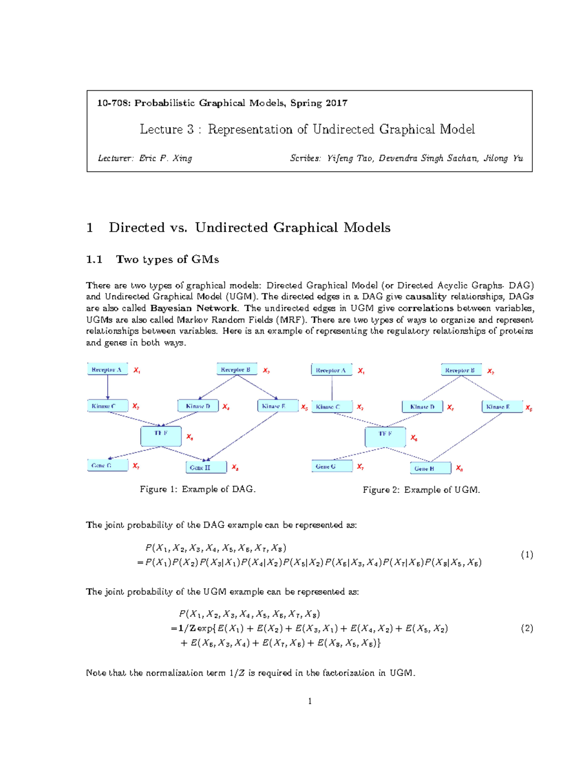 Representation of Undirected Graphical Model CMU - 36 783 - CMU - Studocu