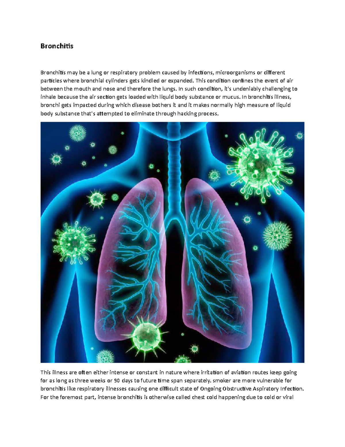D2 - Bronchitis may be a lung or respiratory problem caused by ...
