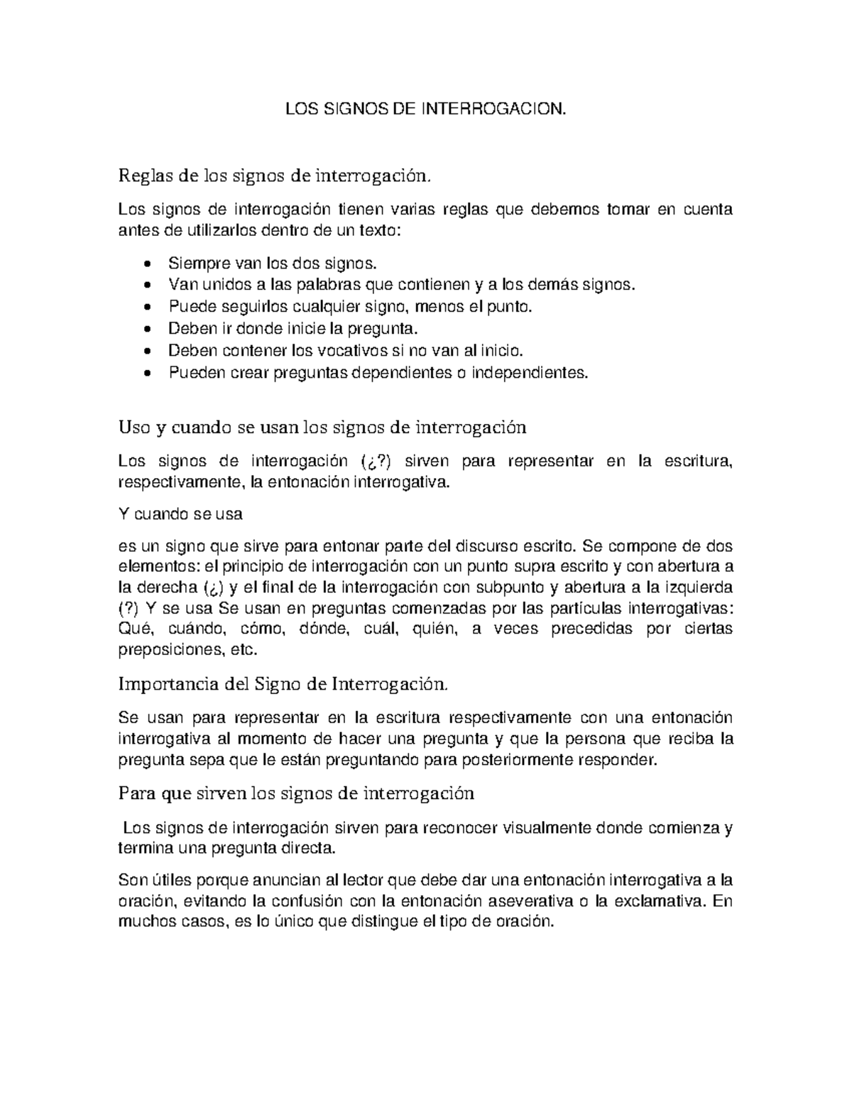 Signos de interrogacion - LOS SIGNOS DE INTERROGACION. Reglas de los ...