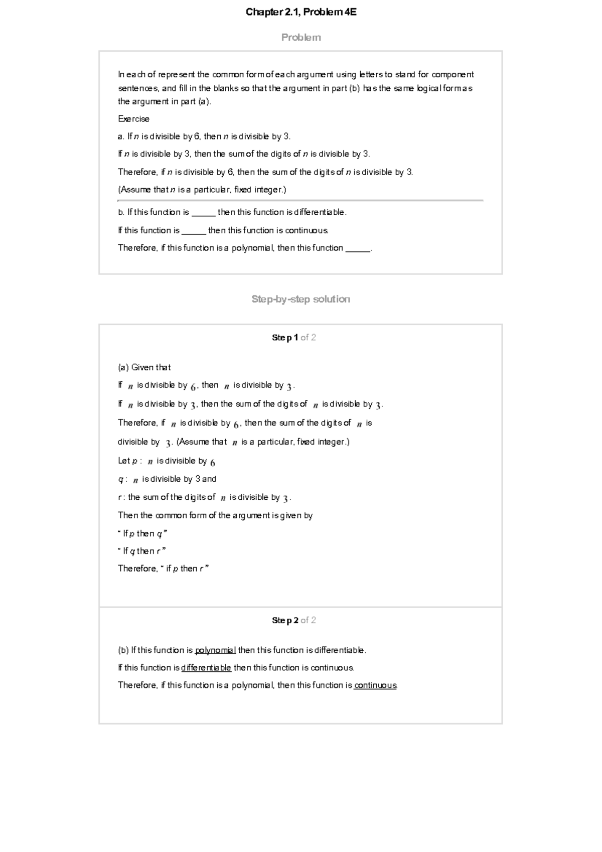 004 E - solver - Chapter 2, Problem 4E Problem In each of represent the ...