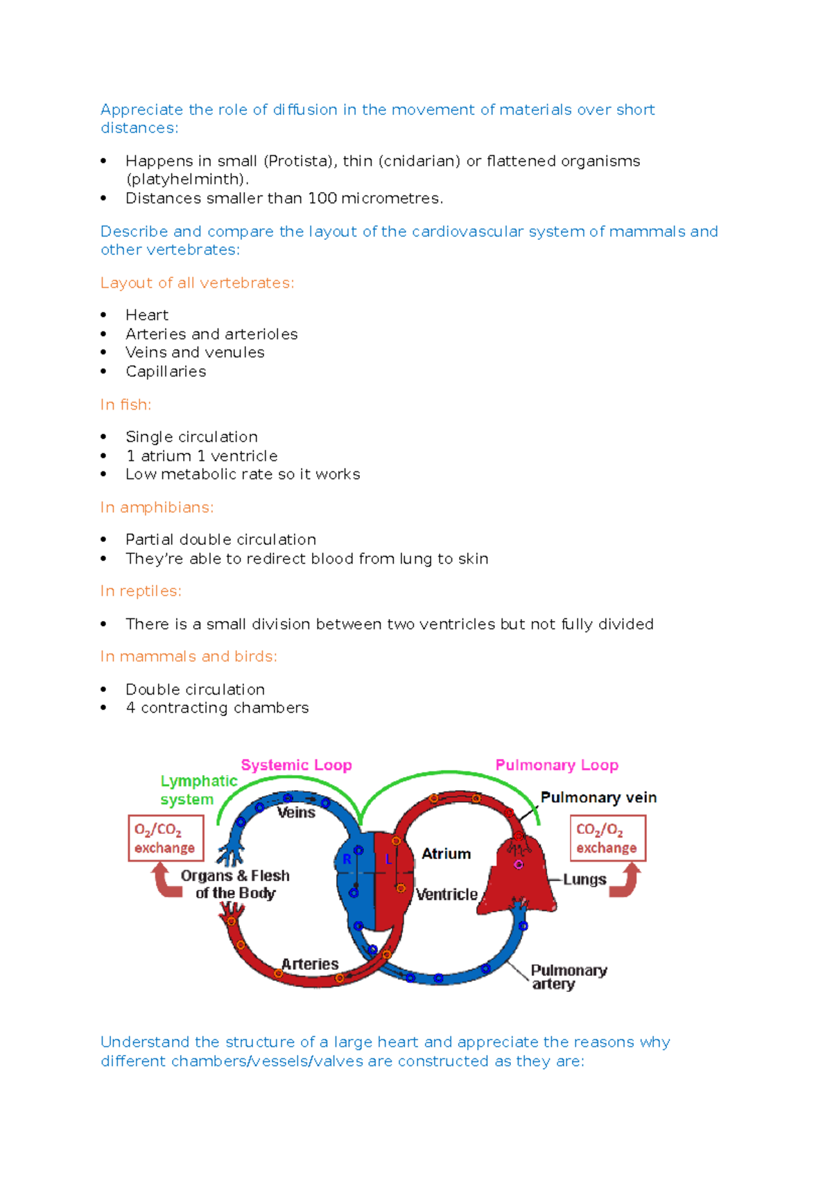 Circulation - Appreciate the role of diffusion in the movement of ...