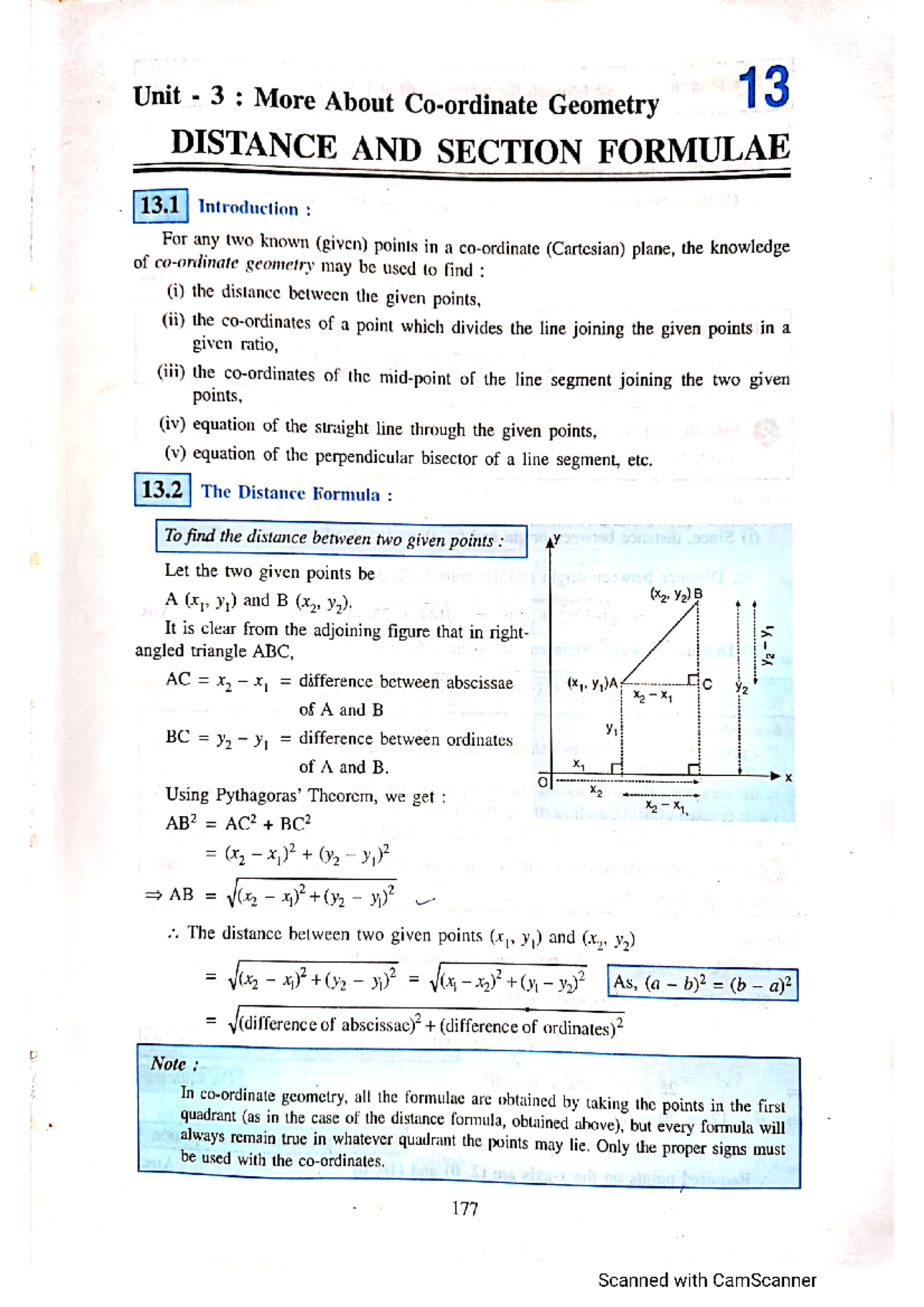 Distance and section formula - maths -operation research - Studocu