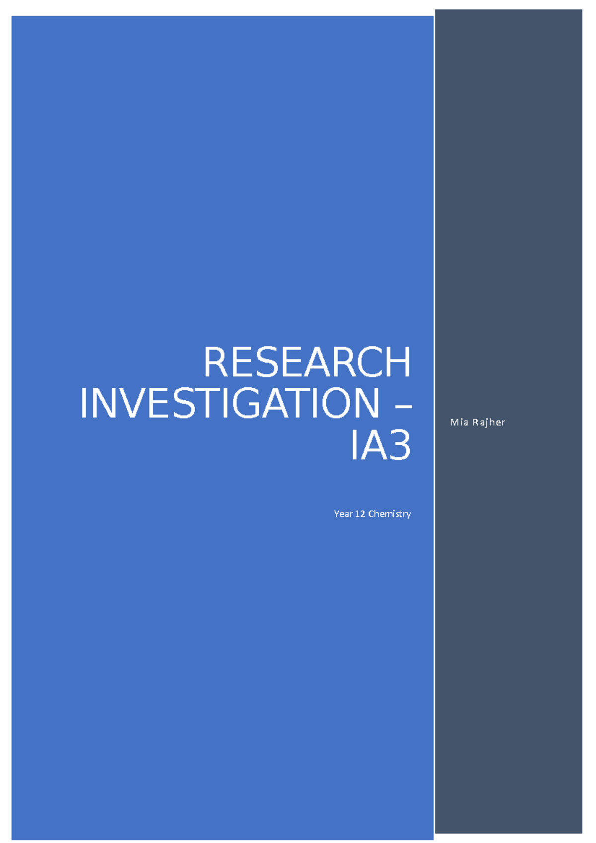 Chemistry IA3 - assignment on biofuel - RESEARCH INVESTIGATION – IA ...