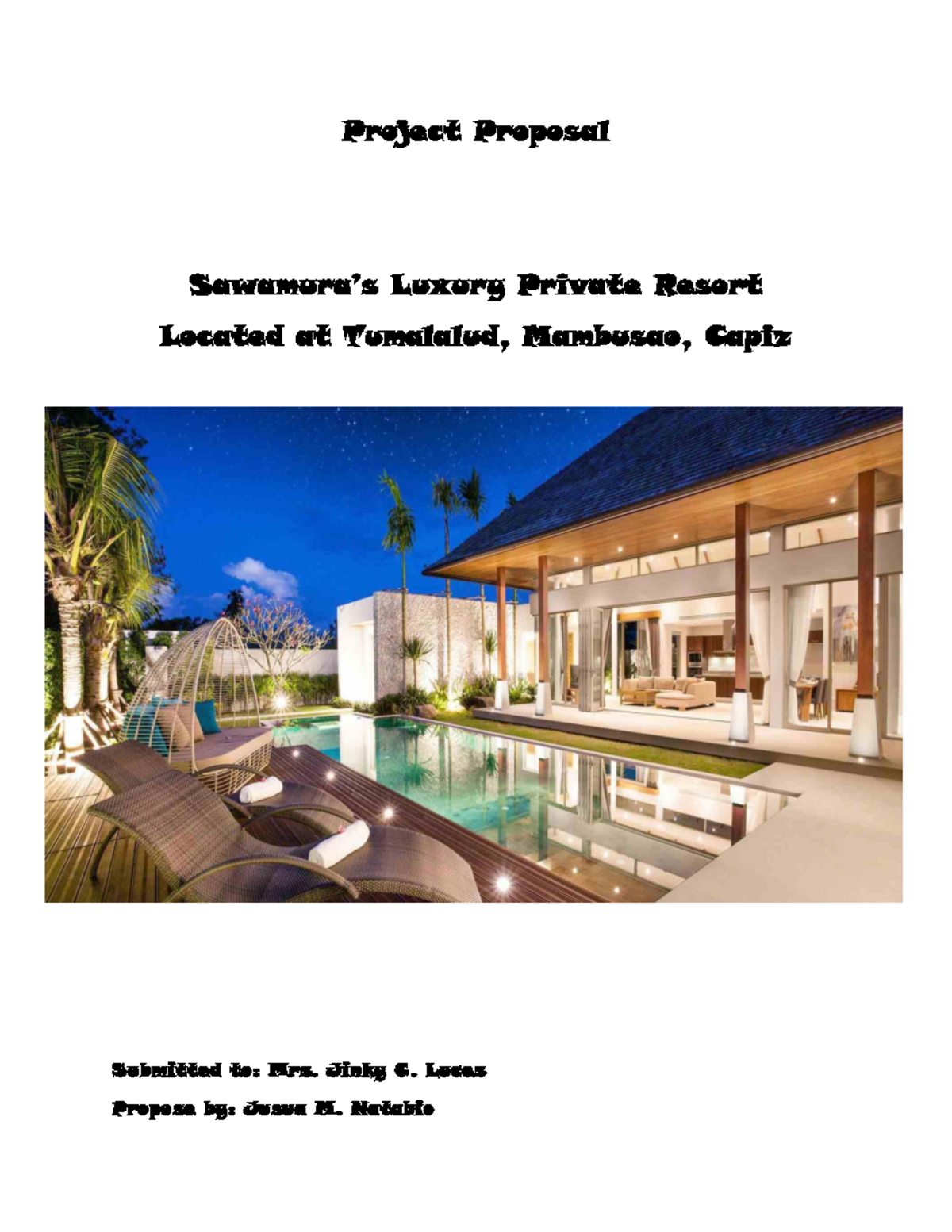 Business math proposal 2 - Project Proposal Sawamura’s Luxury Private ...