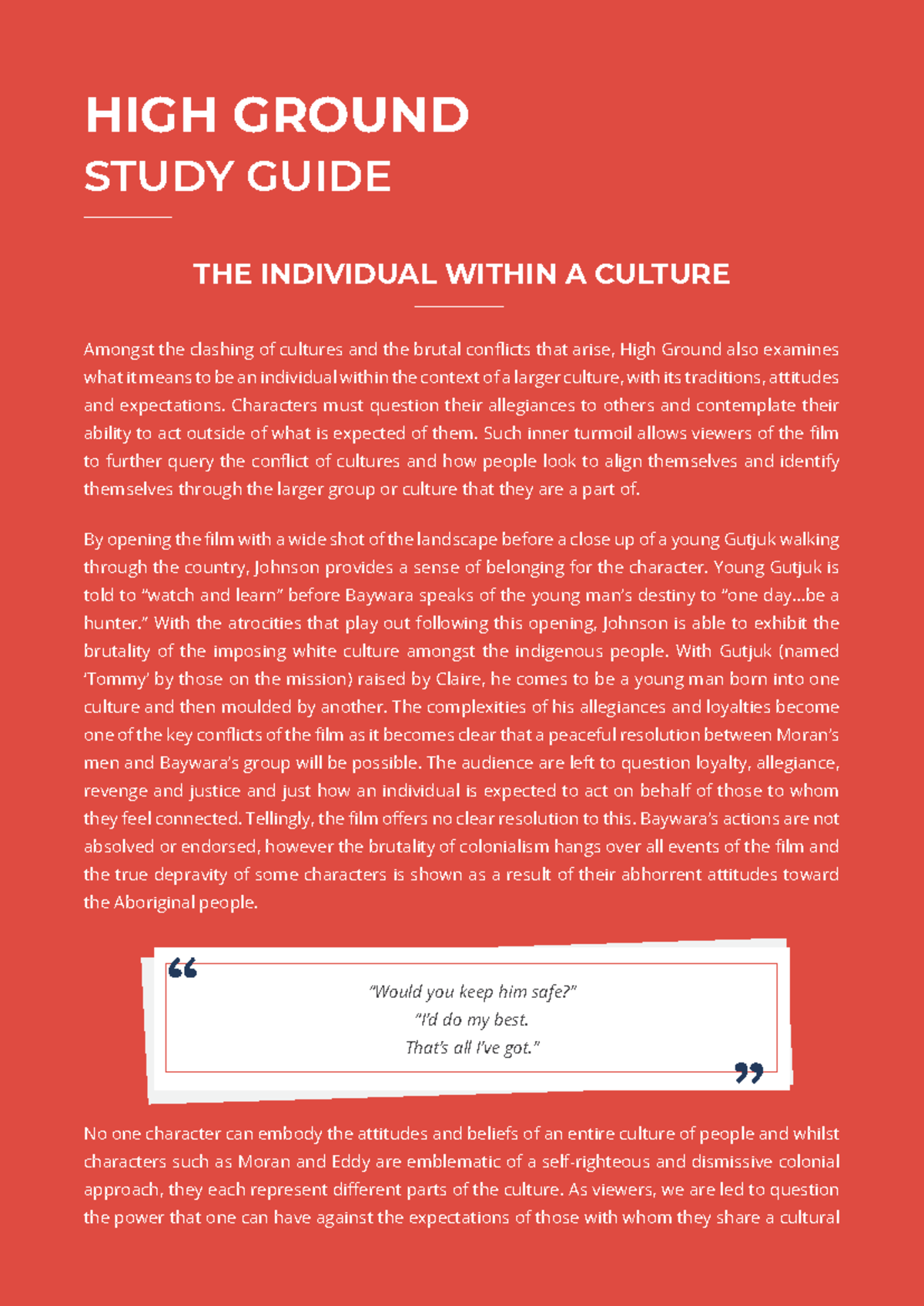 High Ground - Study Guide - HIGH GROUND STUDY GUIDE THE INDIVIDUAL ...