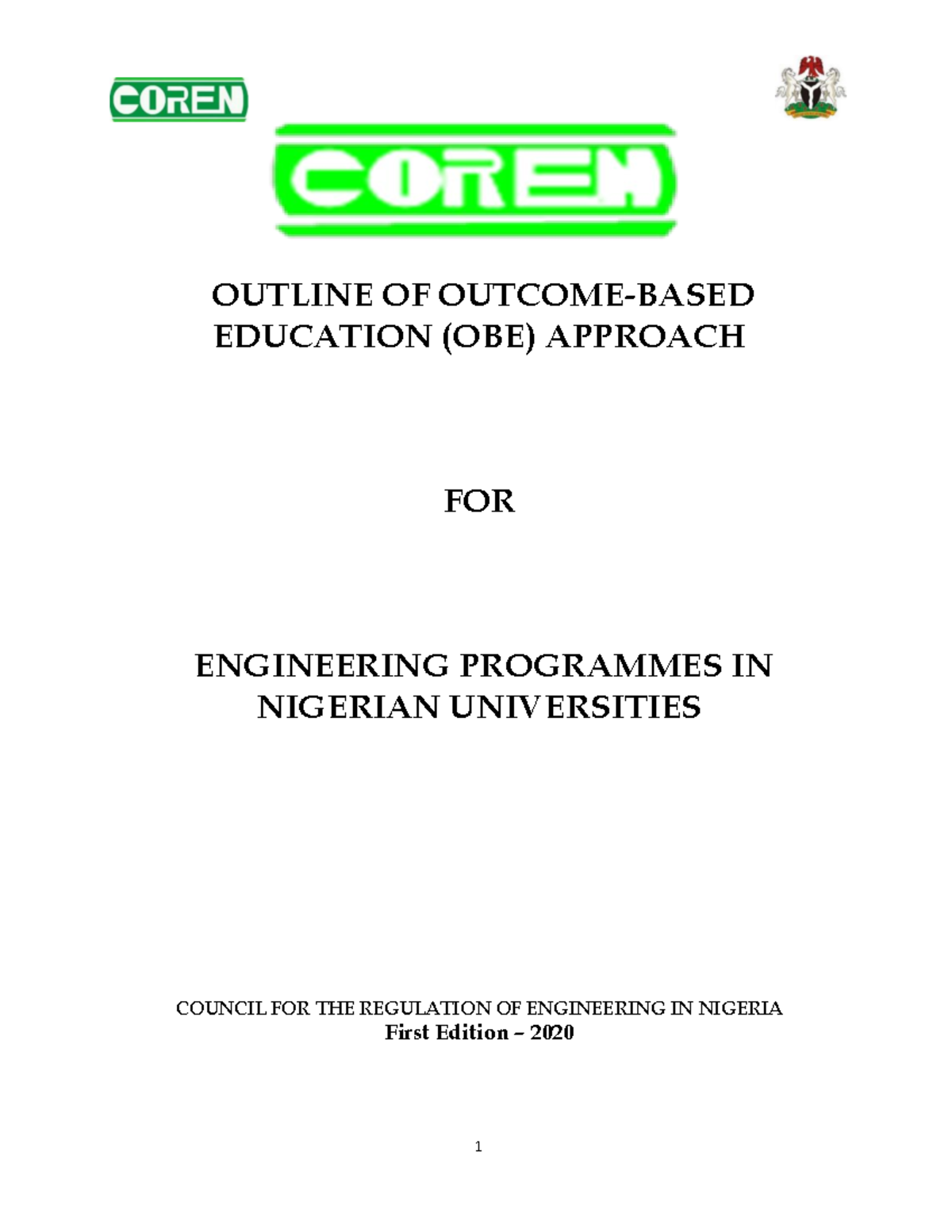 Outline of Outcome Based Education OBE Approach Oct 2020 1 - OUTLINE OF ...