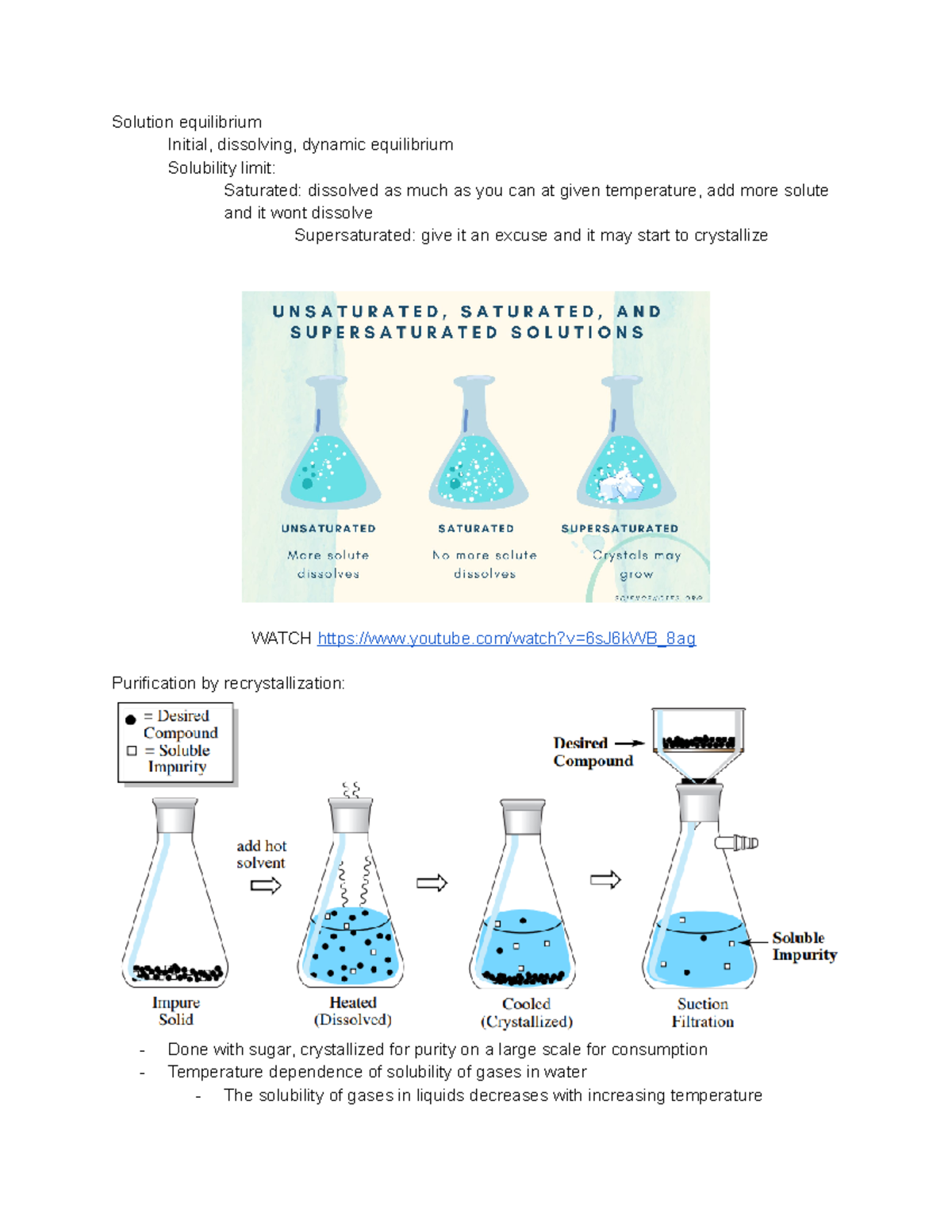 equilibrium and properties of solutions, saturations - Solution ...