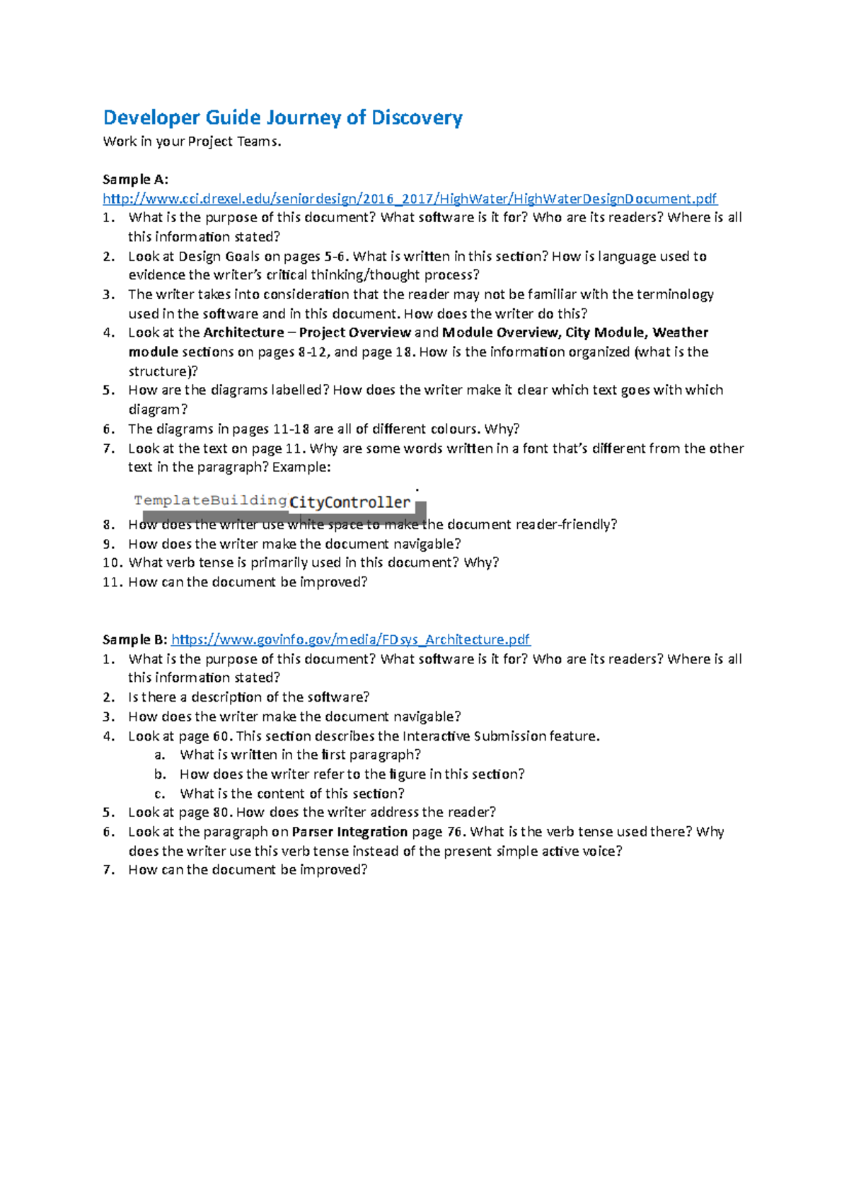 7.2 Developer Guide Journey of Discovery worksheet - Developer Guide ...
