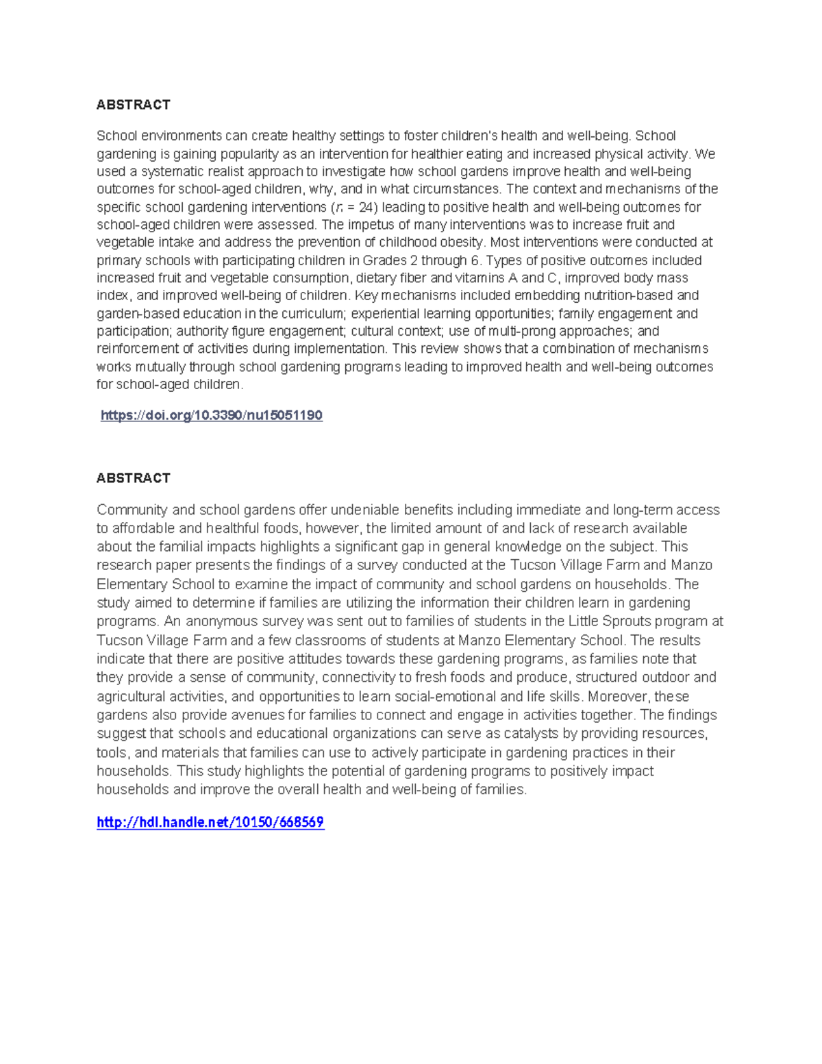 RRL - ABSTRACT School environments can create healthy settings to ...