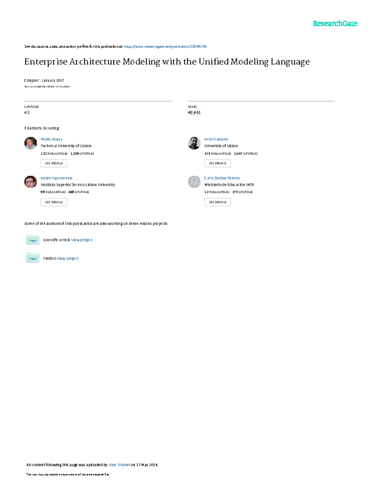 Enterprise Architecture Modeling With The Unified See Discussions Stats And Author Profiles