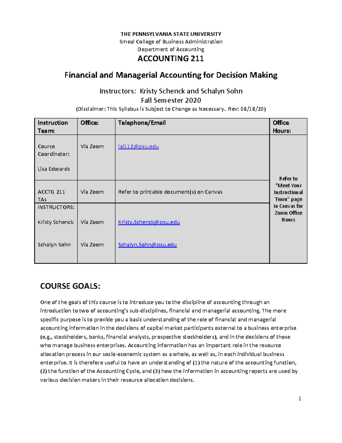 Acctg 444 Syllabus - THE PENNSYLVANIA STATE UNIVERSITY Smeal College of Business Administration ...