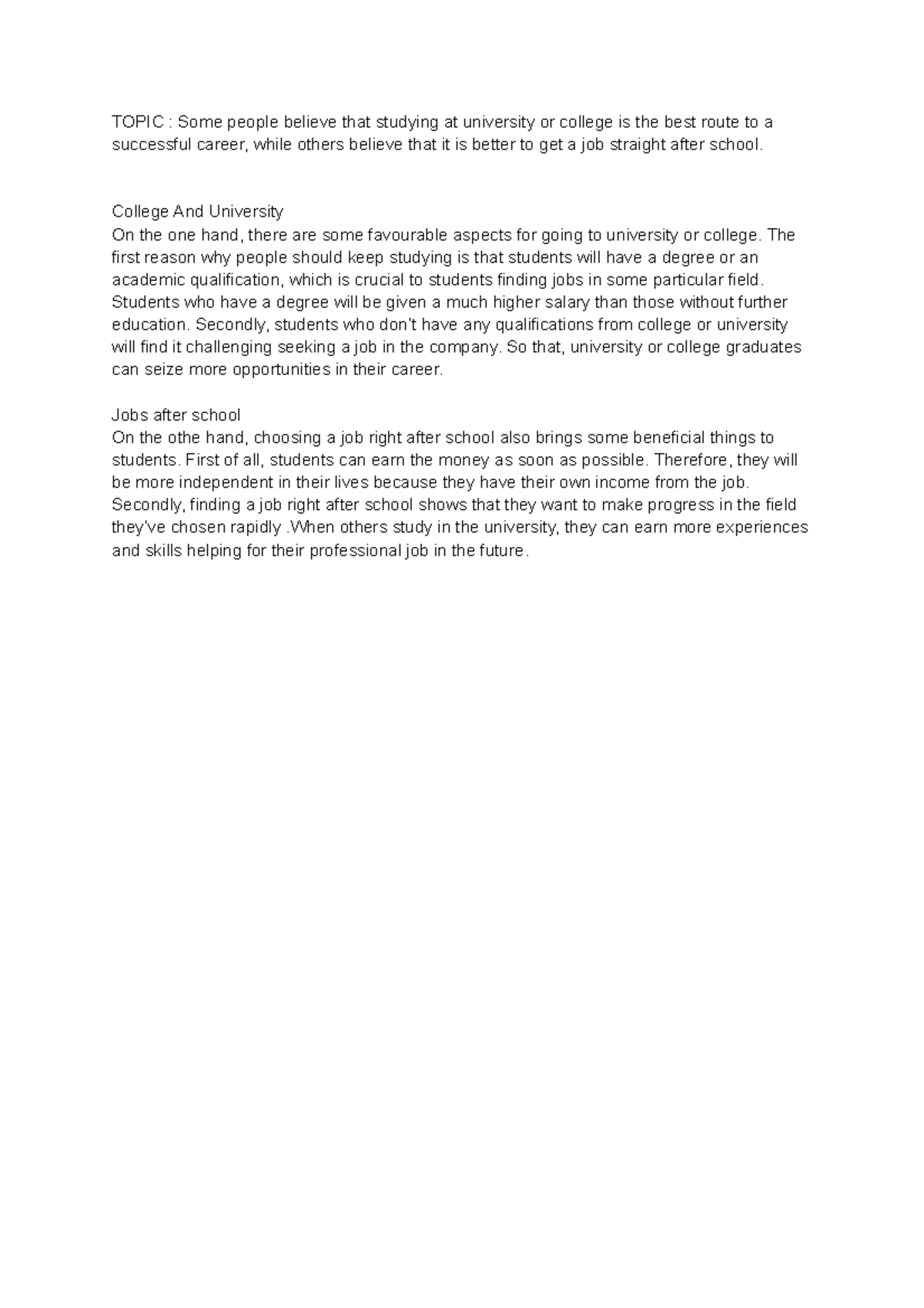 Tài liệu không có tiêu đề - TOPIC : Some people believe that studying ...