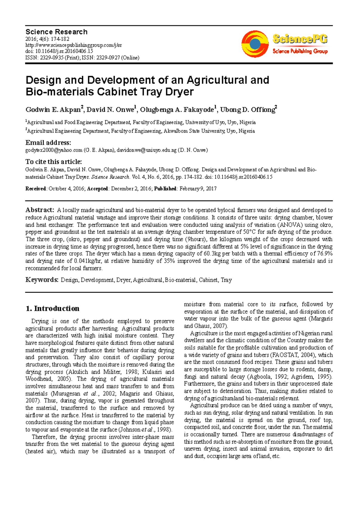 Design and Development of an Agricultural and - Science Research 2016 ...
