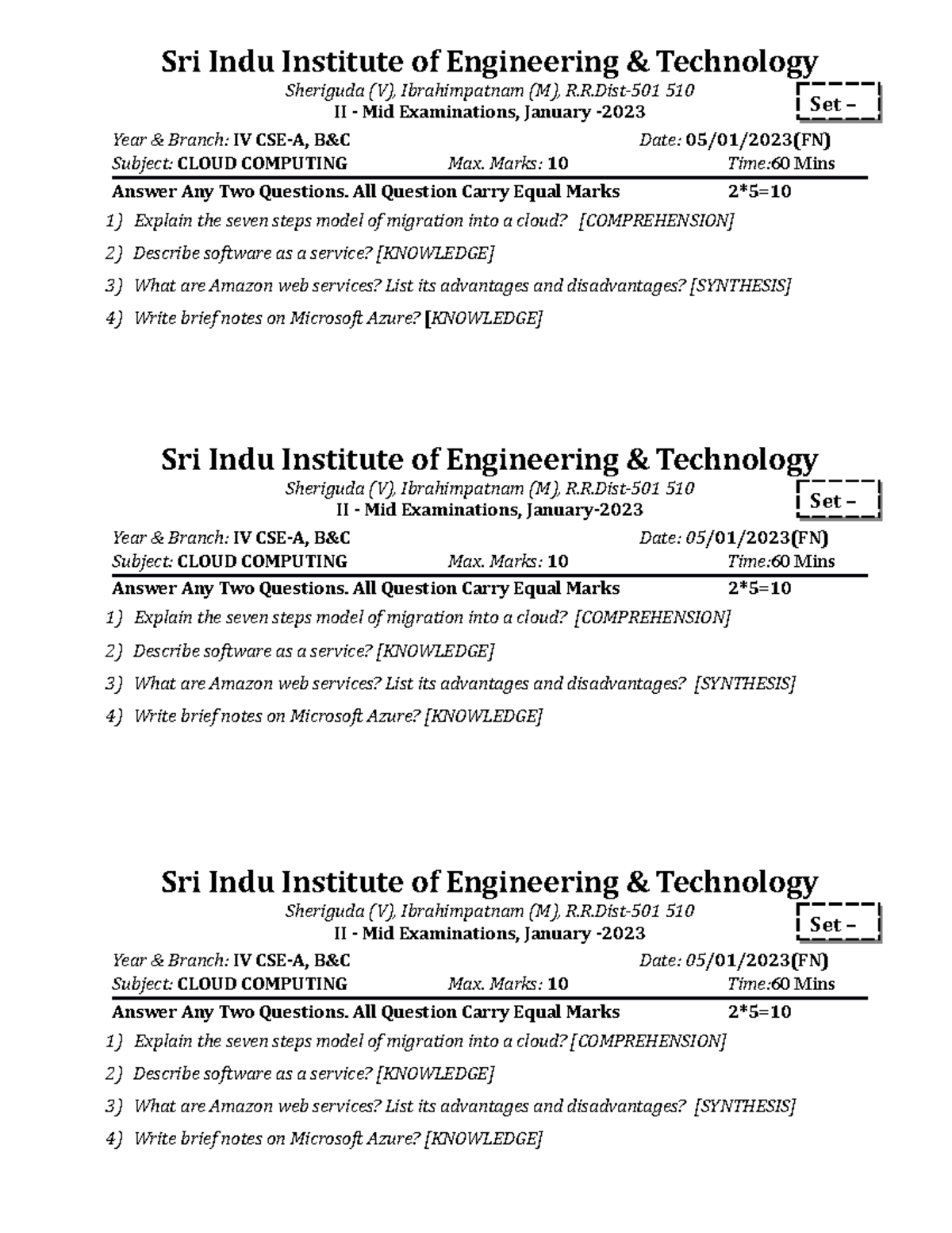 CC MID-II Jan 2023 - Sri Indu Institute of Engineering & Technology ...