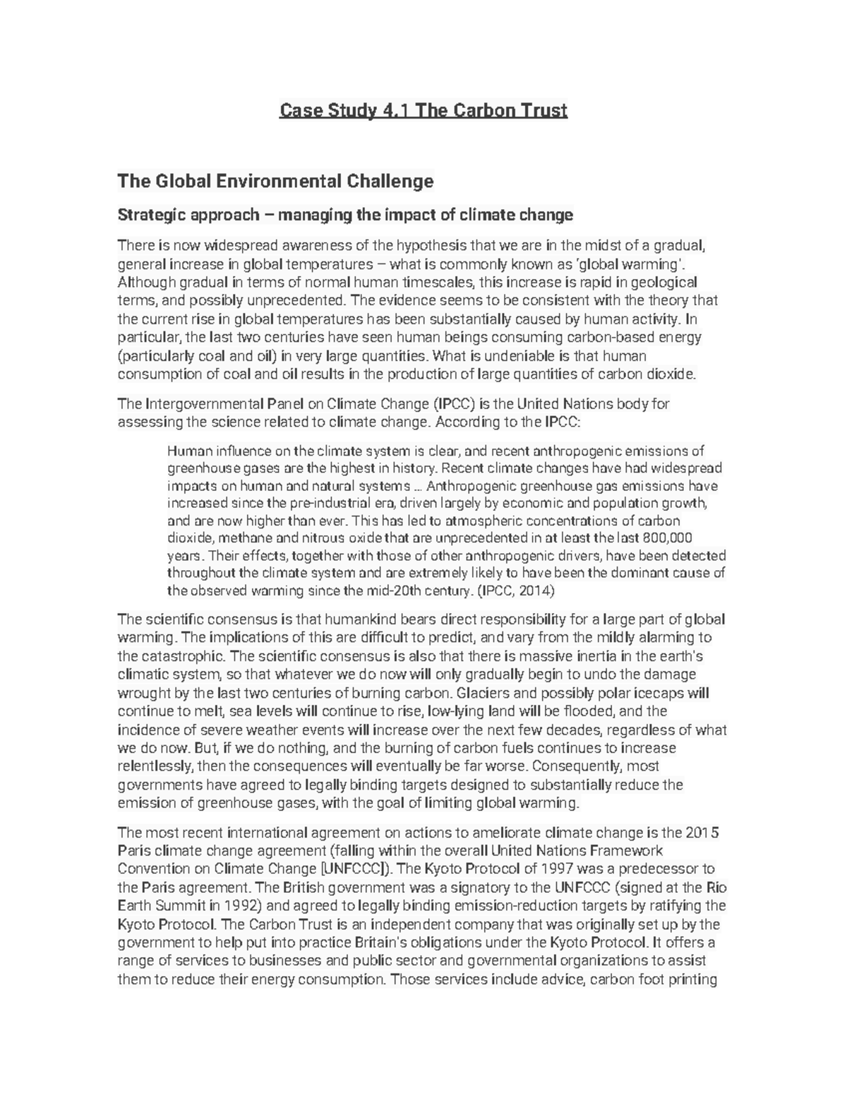 The Global Environmental Challenge-1 - Case Study 4 The Carbon Trust ...