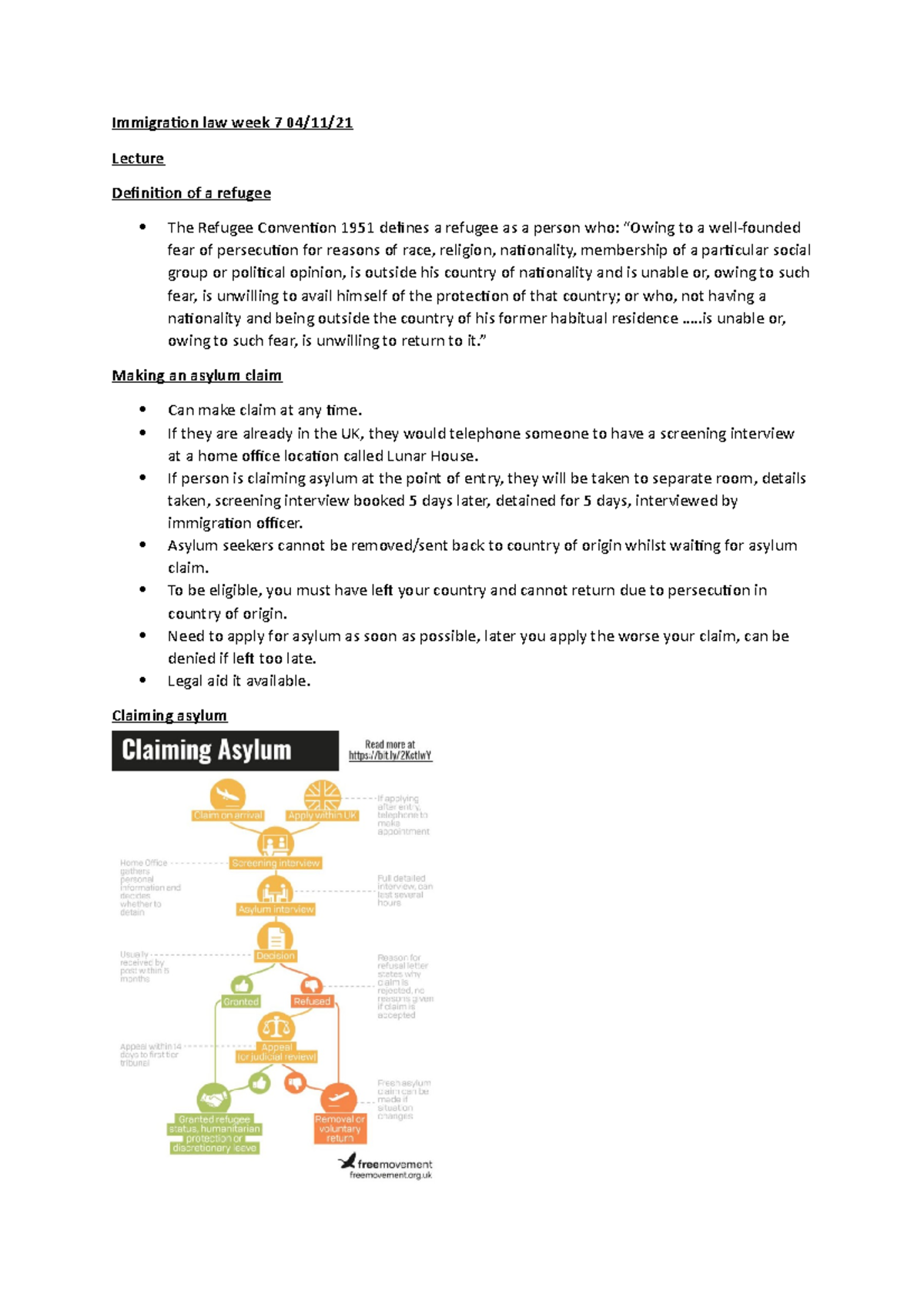 Immigration law week 7 04 - Immigration law week 7 04/11/ Lecture ...