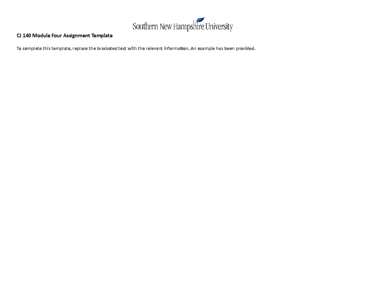 Cj 140 Module Four Assignment Template An Example Has Been Provided