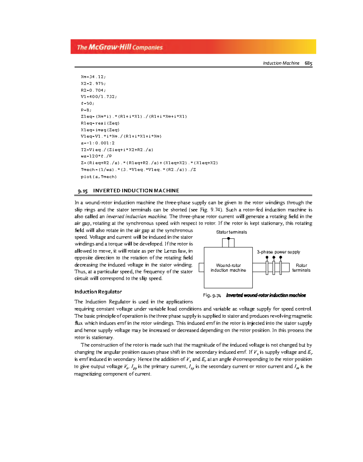 Electric Machines Kothari Nagrath 10 - Induction Machine 685 Xm=34; X2 ...