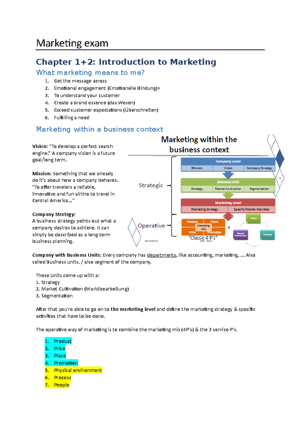 Marketing Summary S1 - Marketing exam Chapter 1+2: Introduction to ...