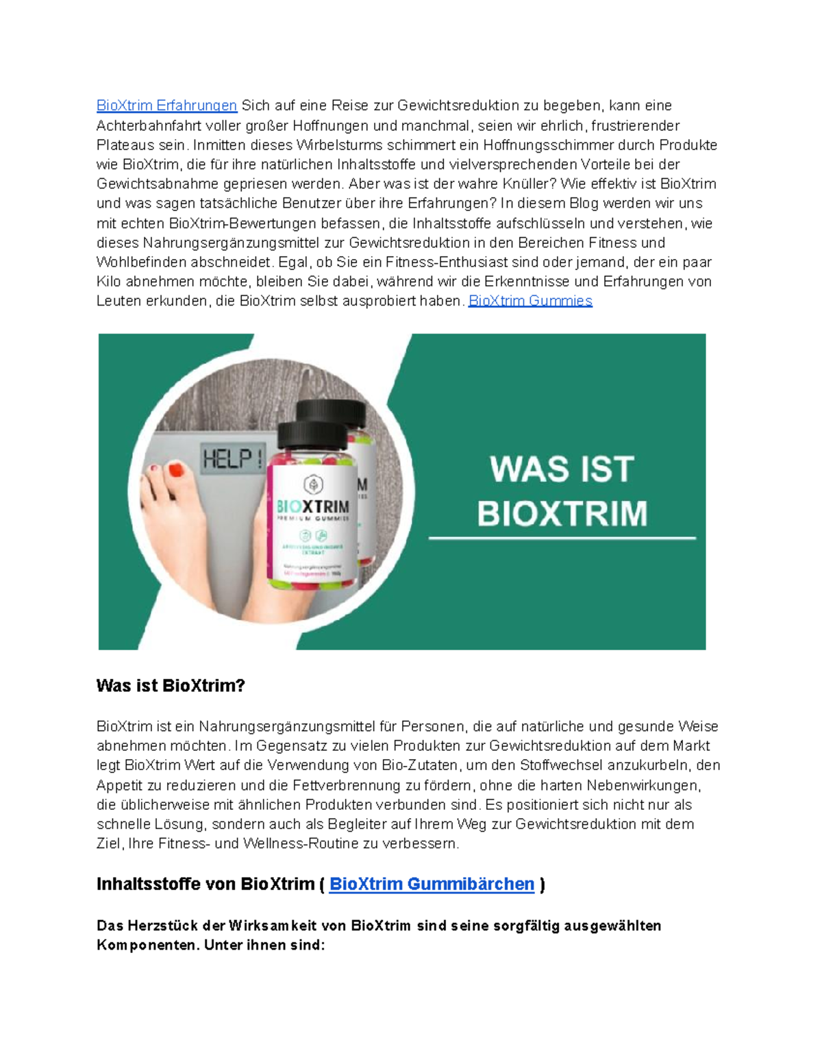Was sind die Inhaltsstoffe in BioXtrim Erfahrungen und wie wirken sie ...