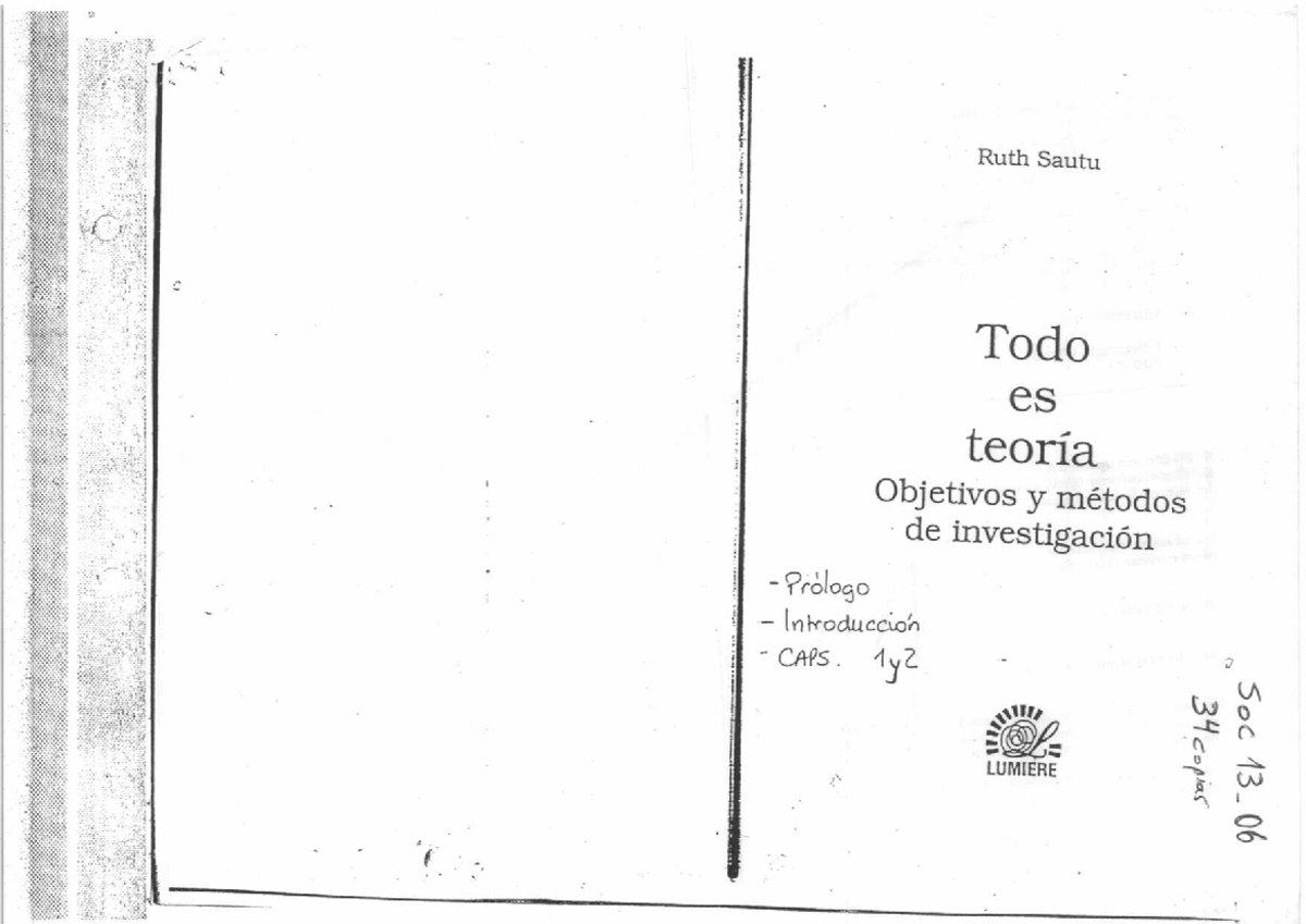 - Sautu, Ruth - Todo es teoría - Ruth Sautu Todo es teoría Objetivos y ...