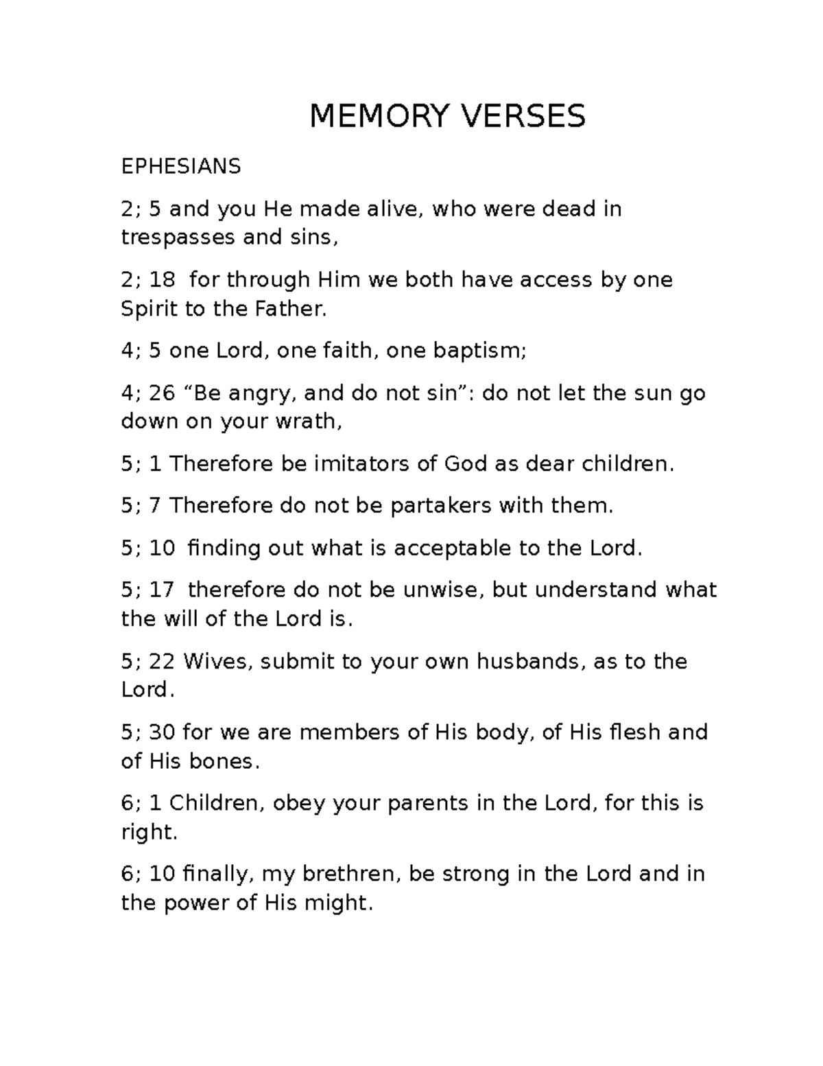 Memory Verses 3 seniors - - Studocu