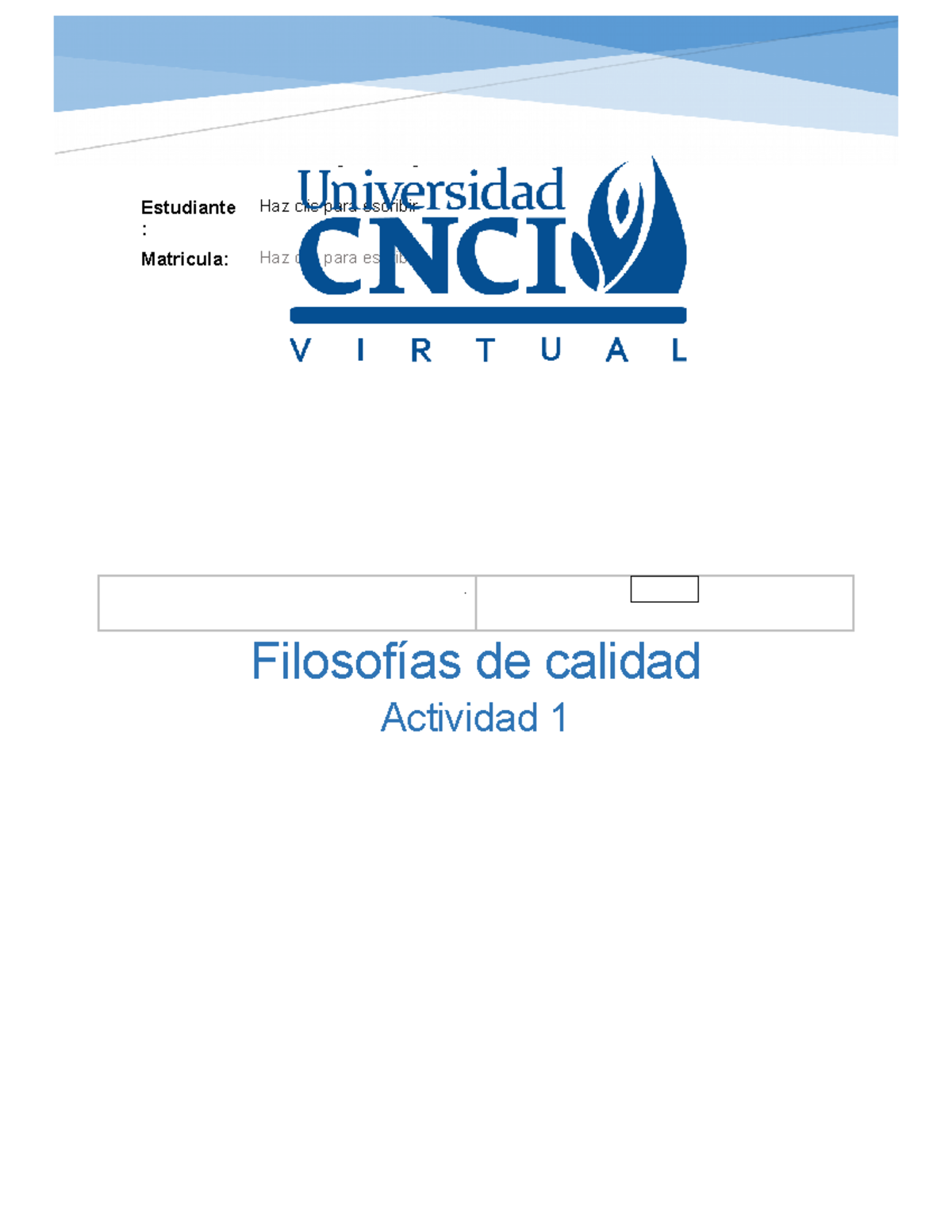 Filosofías de calidad actividad 1 - Profesor: Luis Jauregui Santiago Estudiante : Haz clic para ...