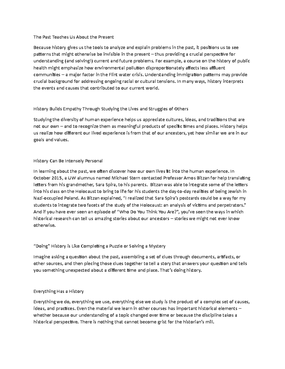 Stud - “Doing” History is Like Completing a Puzzle or Solving a Mystery ...