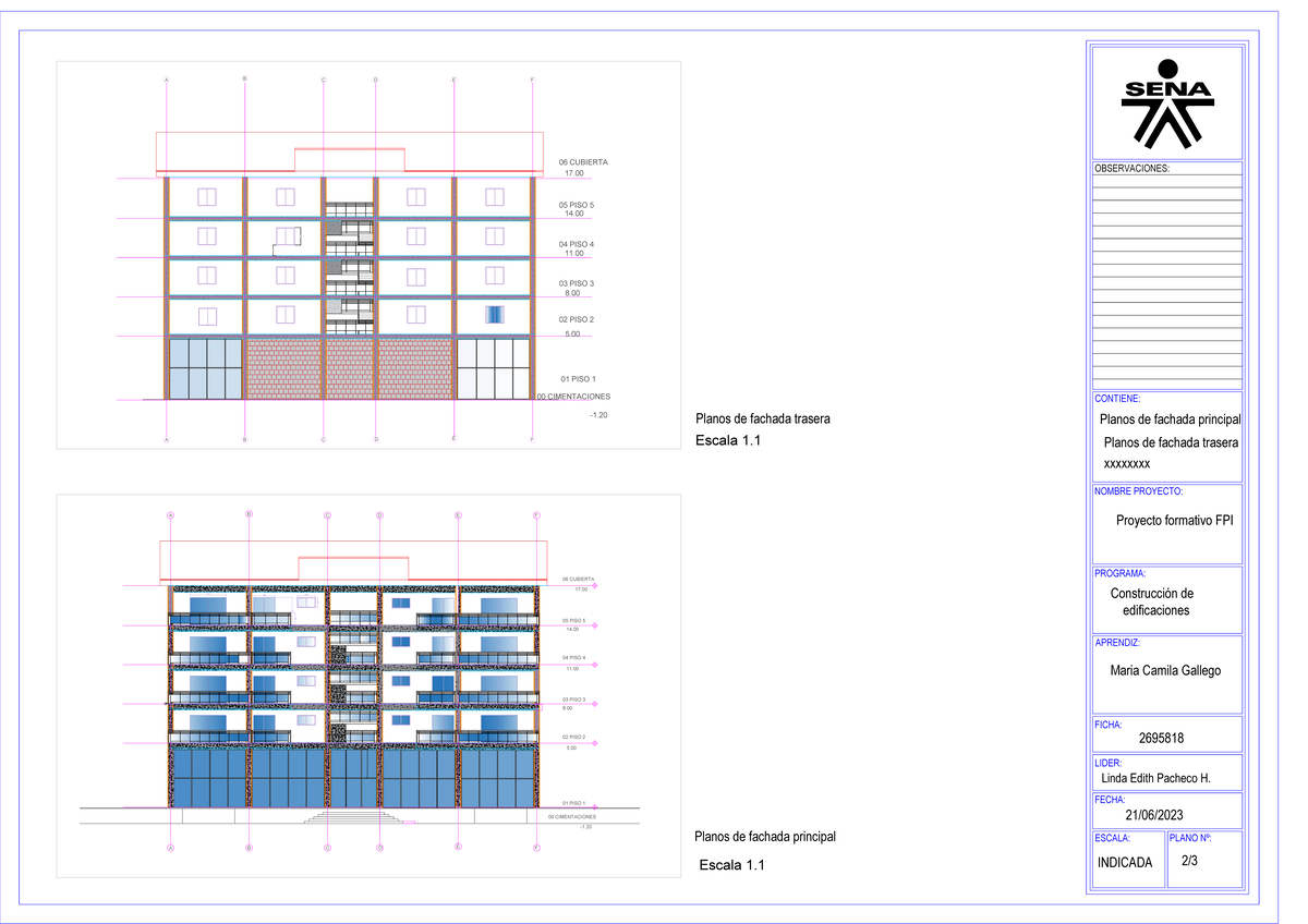 Planos (1)-Layout 2 - A B C D E F A B C D E F 06 CUBIERTA 17. 05 PISO 5 ...