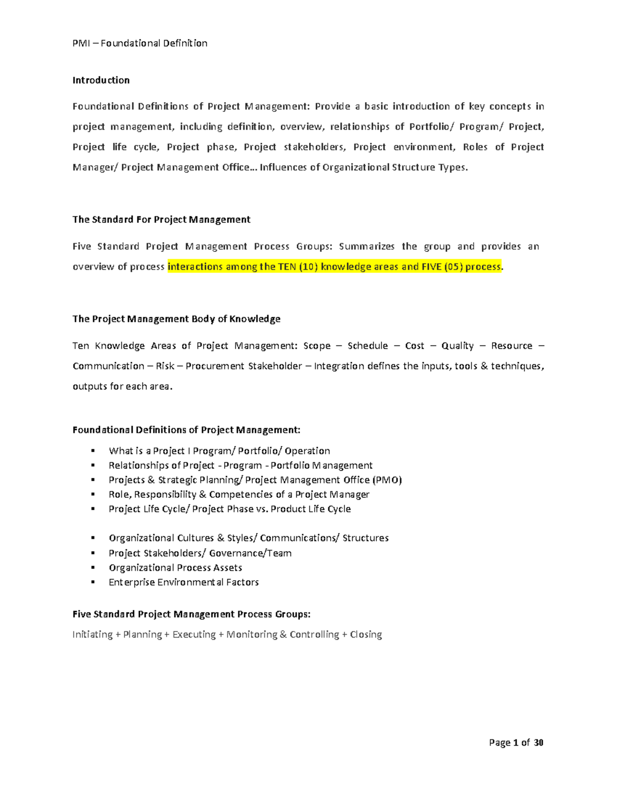 PMI - C2 Foundational definitions - Introduction Foundational ...