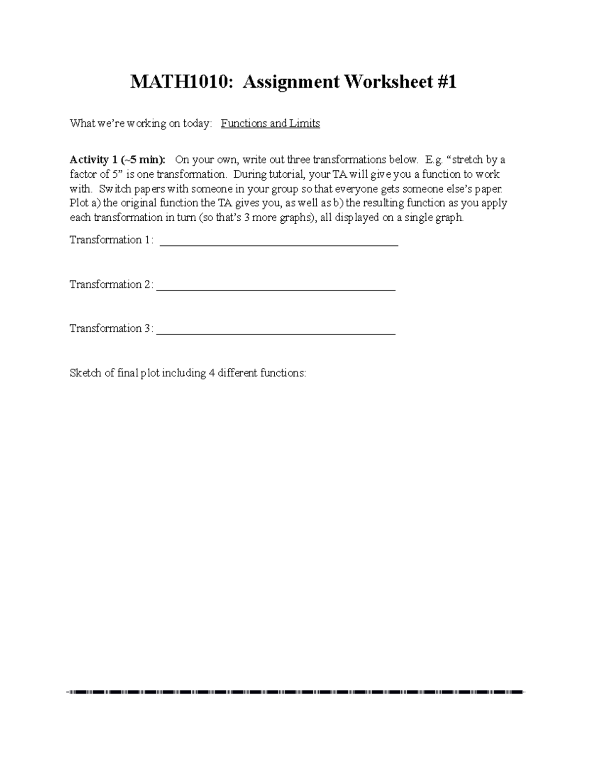Tutorialworksheet 1NEW-1 - MATH1010: Assignment Worksheet What we’re ...