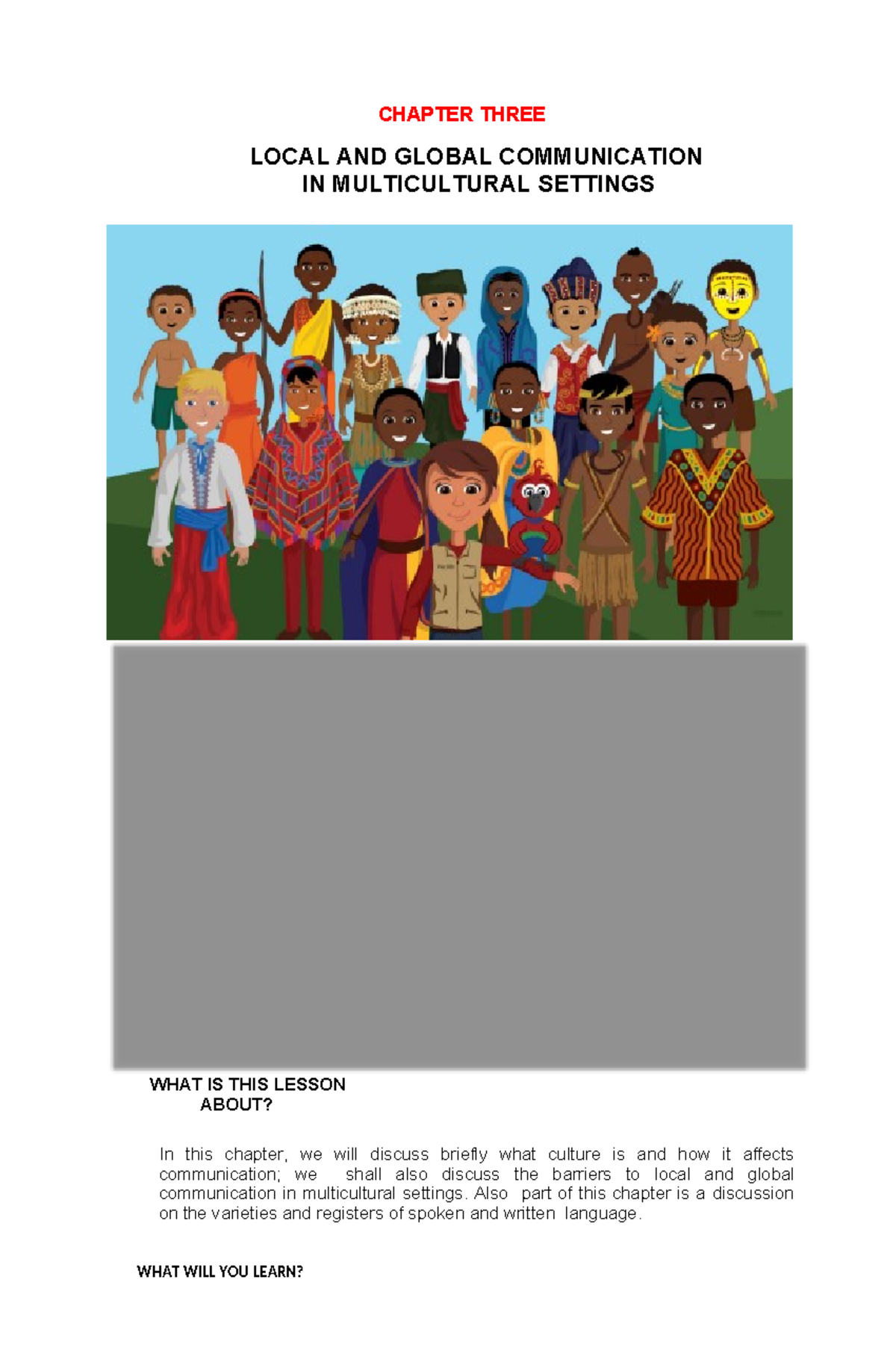 Module 3 - for exam review - CHAPTER THREE LOCAL AND GLOBAL COMMUNICATION IN MULTICULTURAL ...