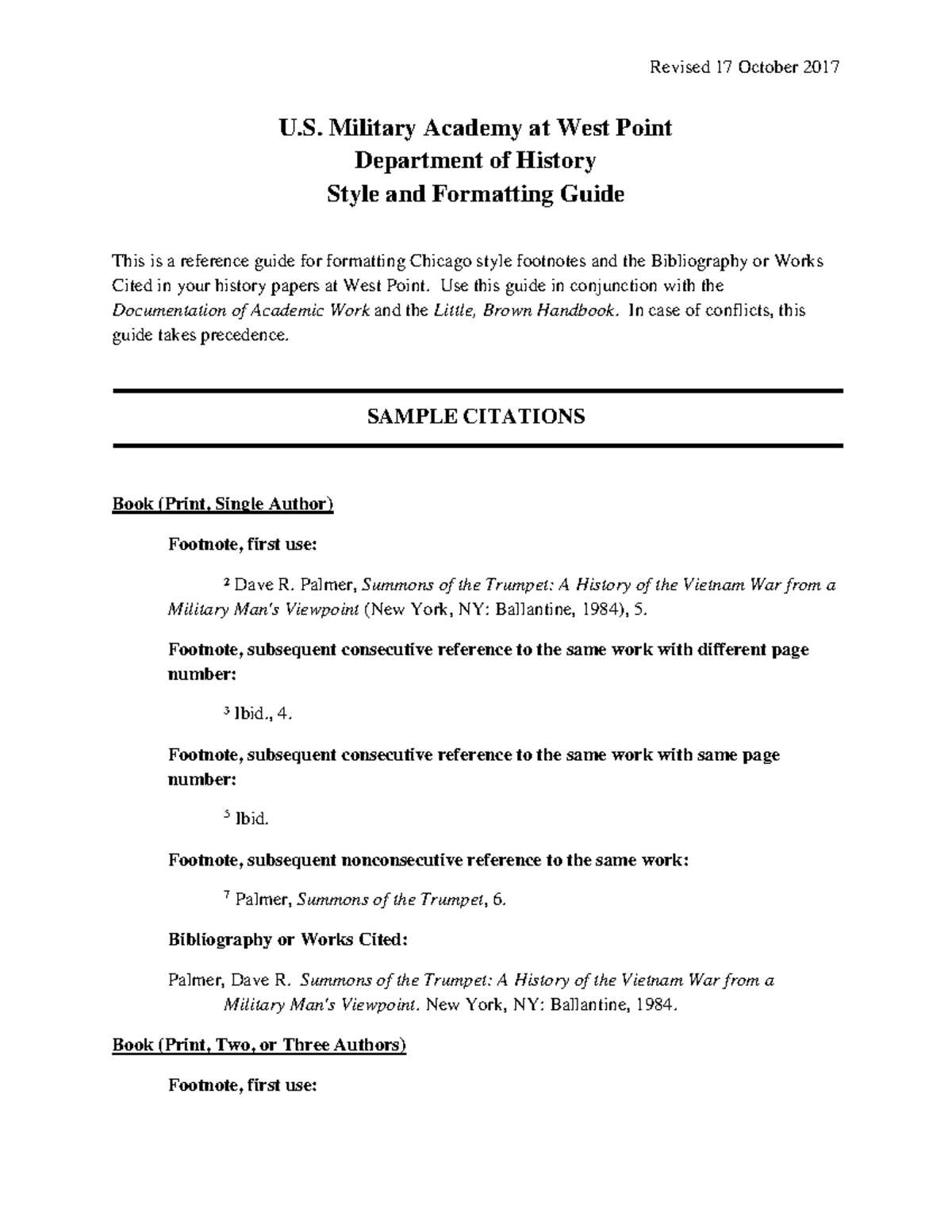 History Department Style and Formatting Guide OCT 17 - Revised 17 ...