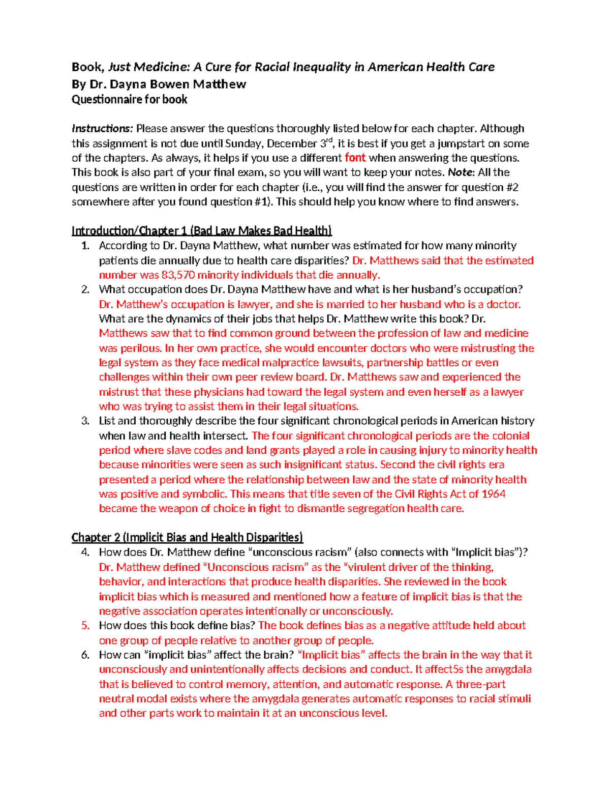 Questionnaire for Book Just Medicine - Book, Just Medicine: A Cure for ...