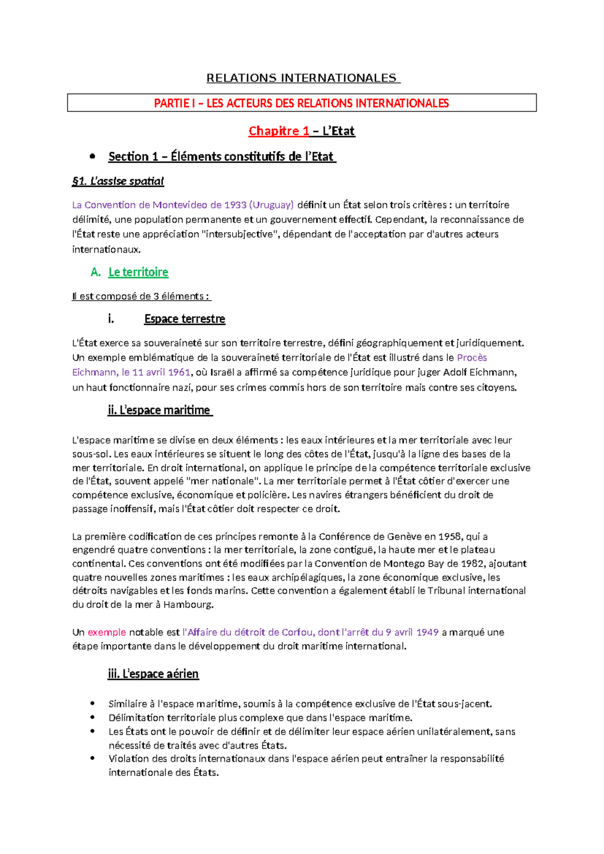 Résumé chapitre 1 RI - RELATIONS INTERNATIONALES PARTIE I – LES ACTEURS DES RELATIONS - Studocu