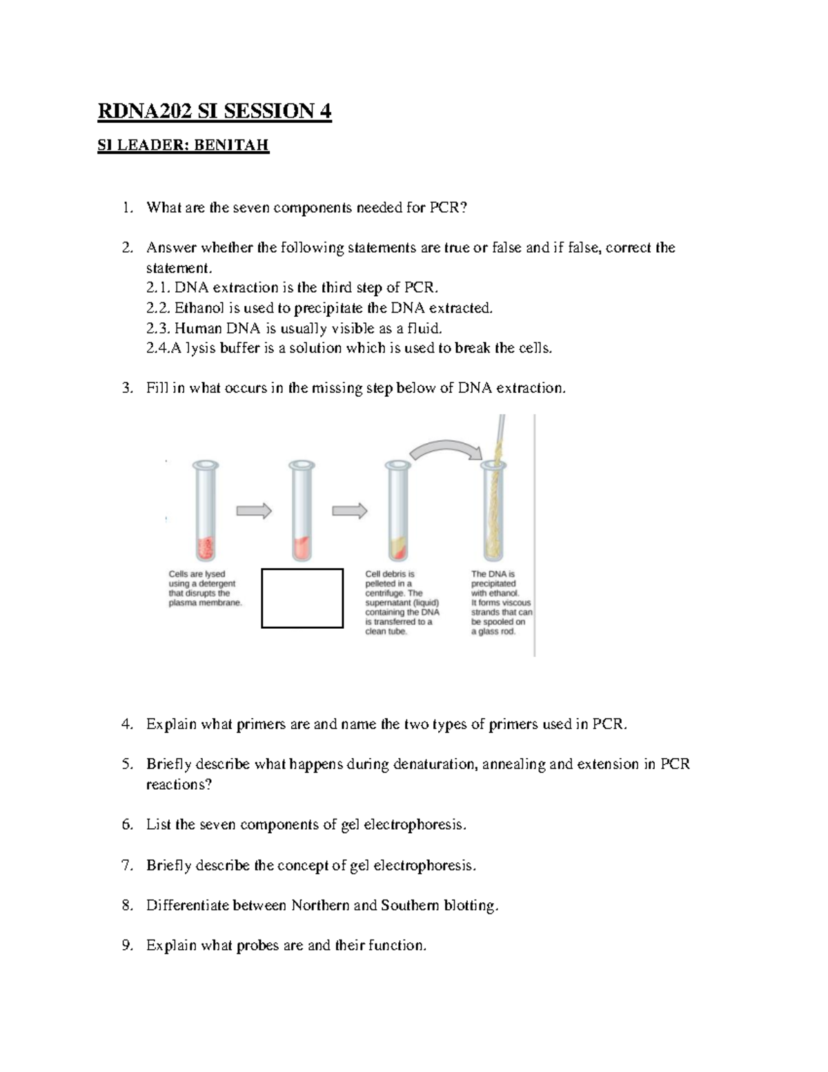 Session 4 Worksheet Benitah 1 September - RDNA202 SI SESSION 4 SI ...