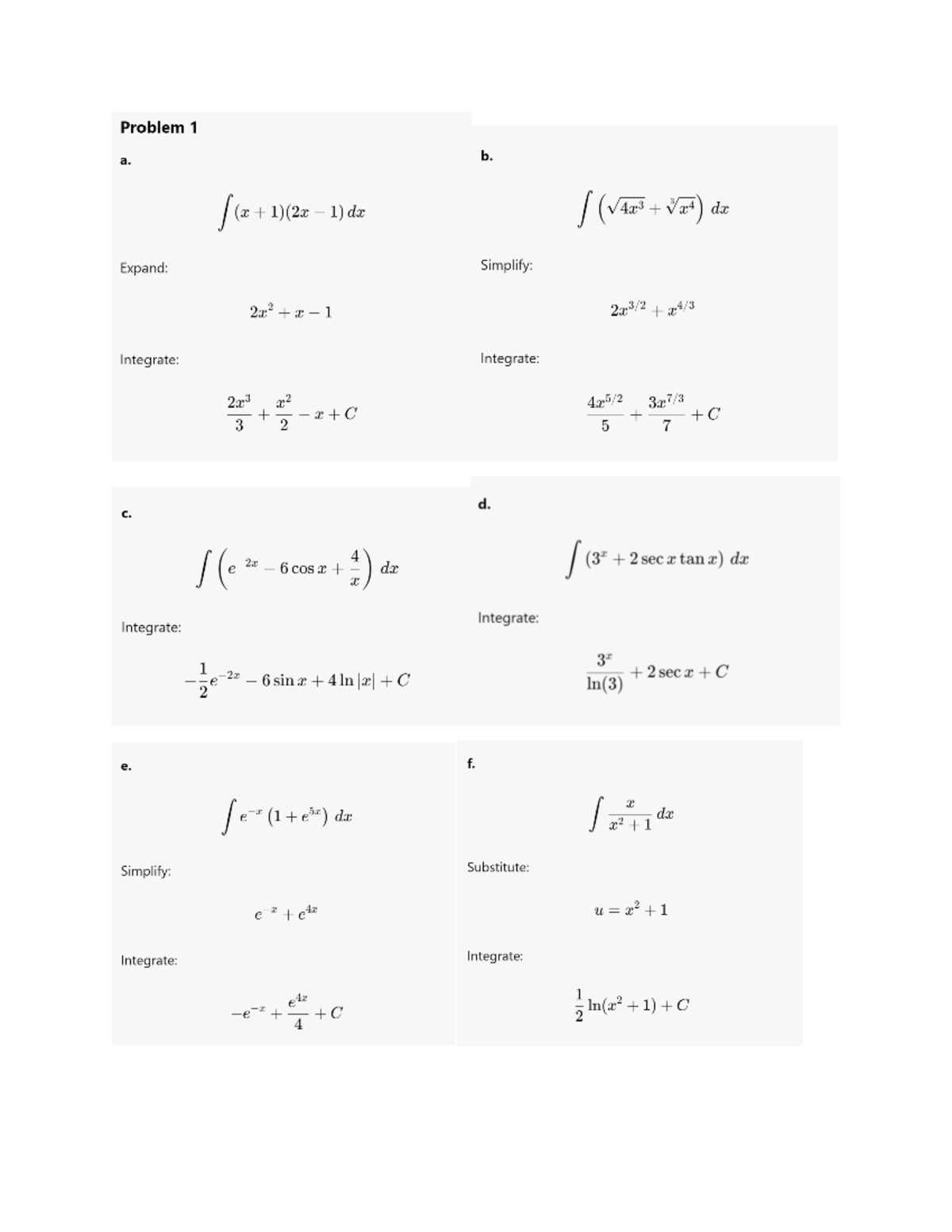 Written Homework 12 - Assignments - MATH 140 - Problem 1 b. a. dx ...